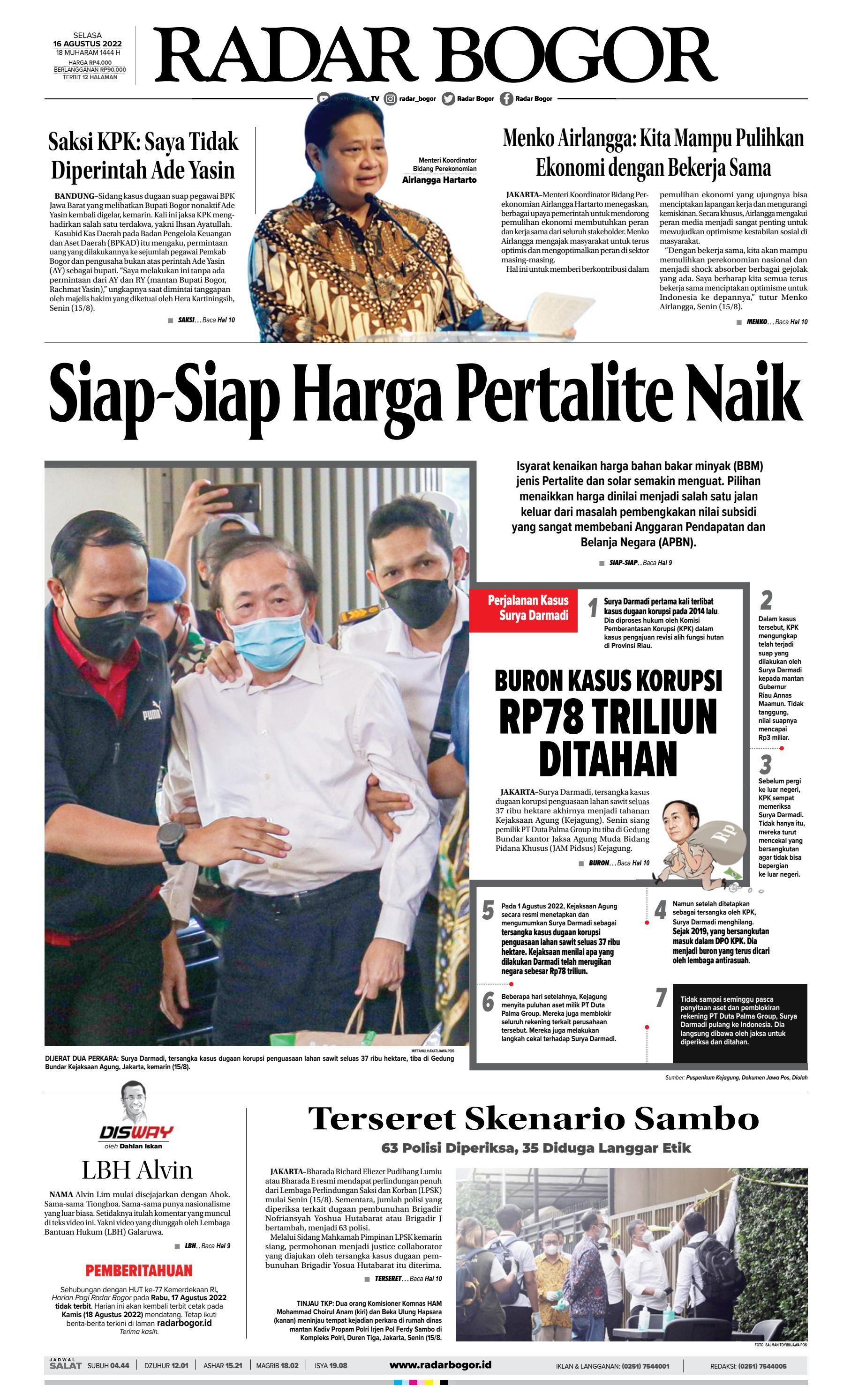 Epaper Edisi 16 Agustus 2022 | RADAR BOGOR DIGITAL by Bogor - Issuu