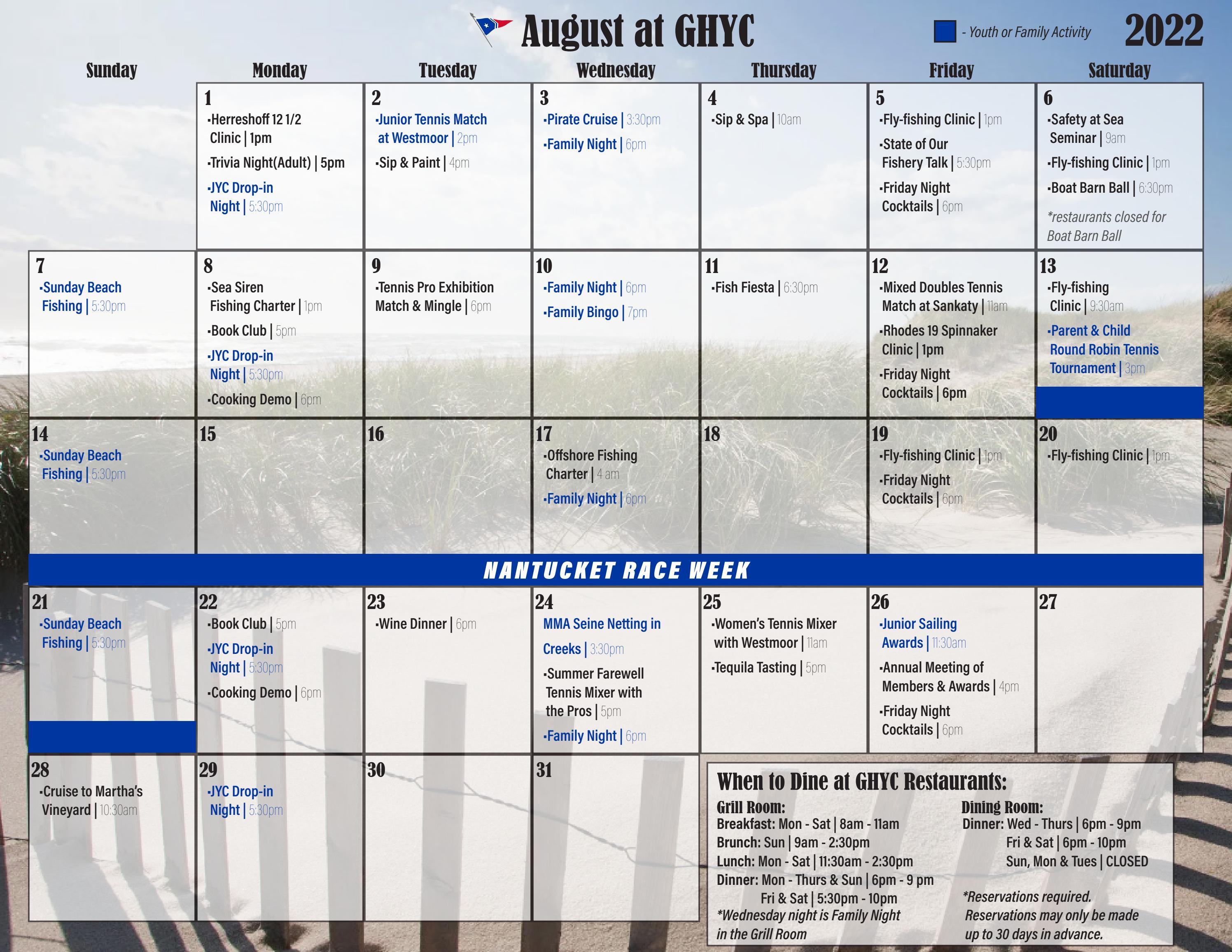 GHYC: August Calendar by greatharboryachtclub - Issuu