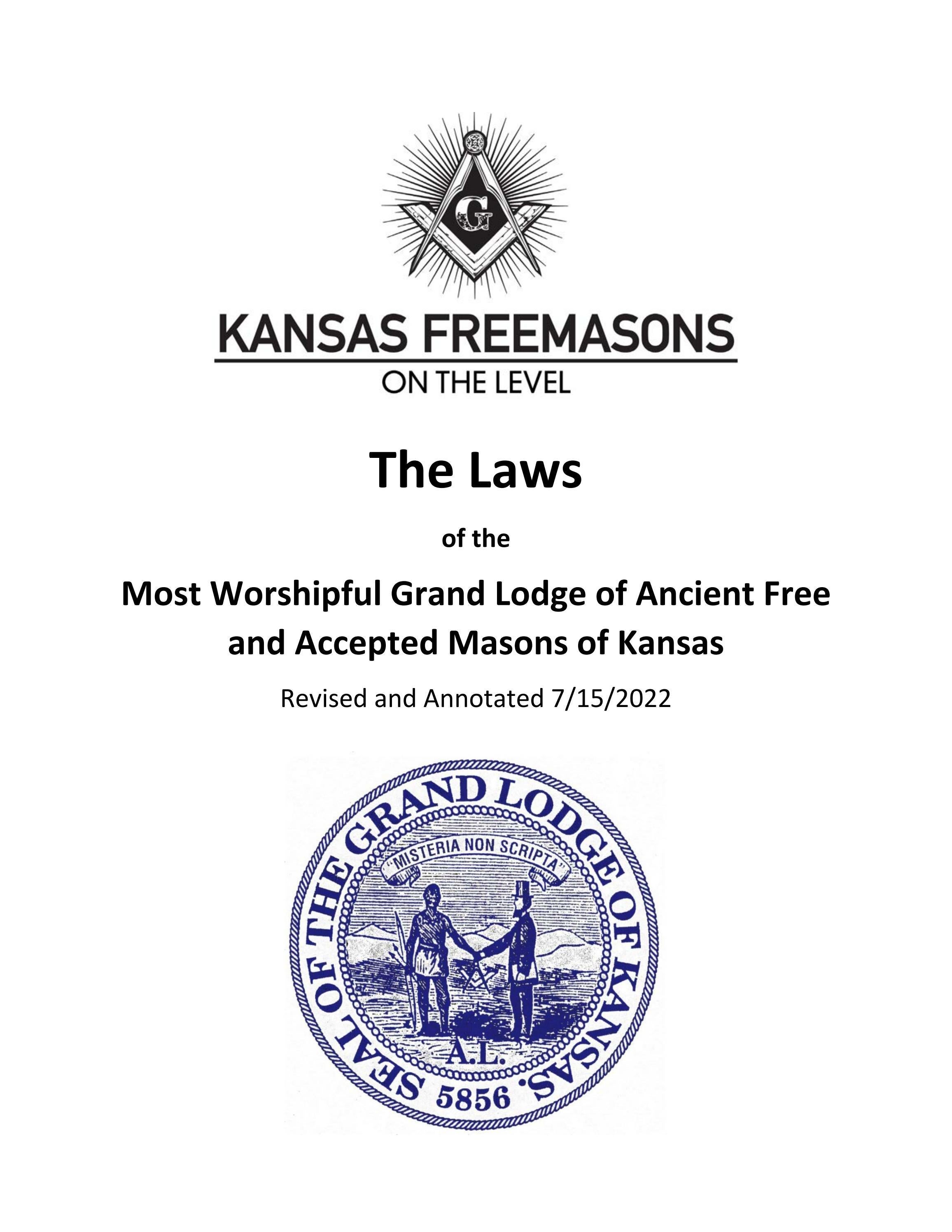 The Constitution, Bylaws, and Landmarks of the Grand Lodge of Kansas by ...