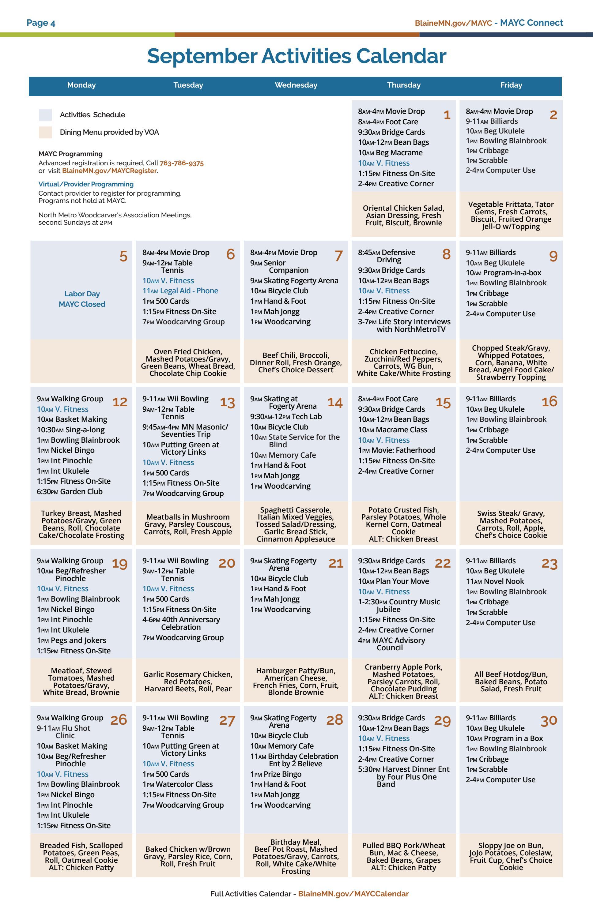 MAYC Calendar - September 2022 by City of Blaine - Issuu