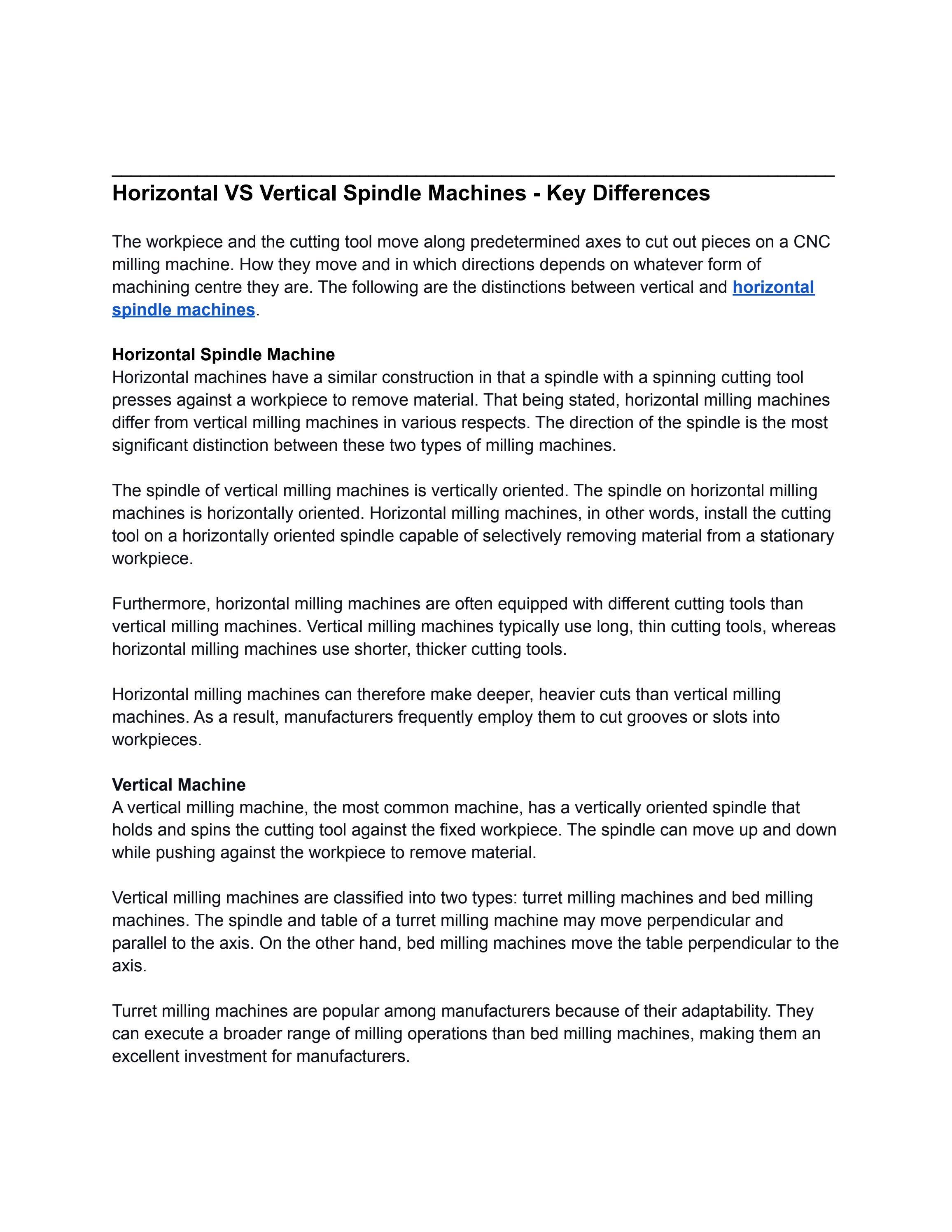 Horizontal Vs Vertical Spindle Machines Key Differences By Widmakenametal11 Issuu