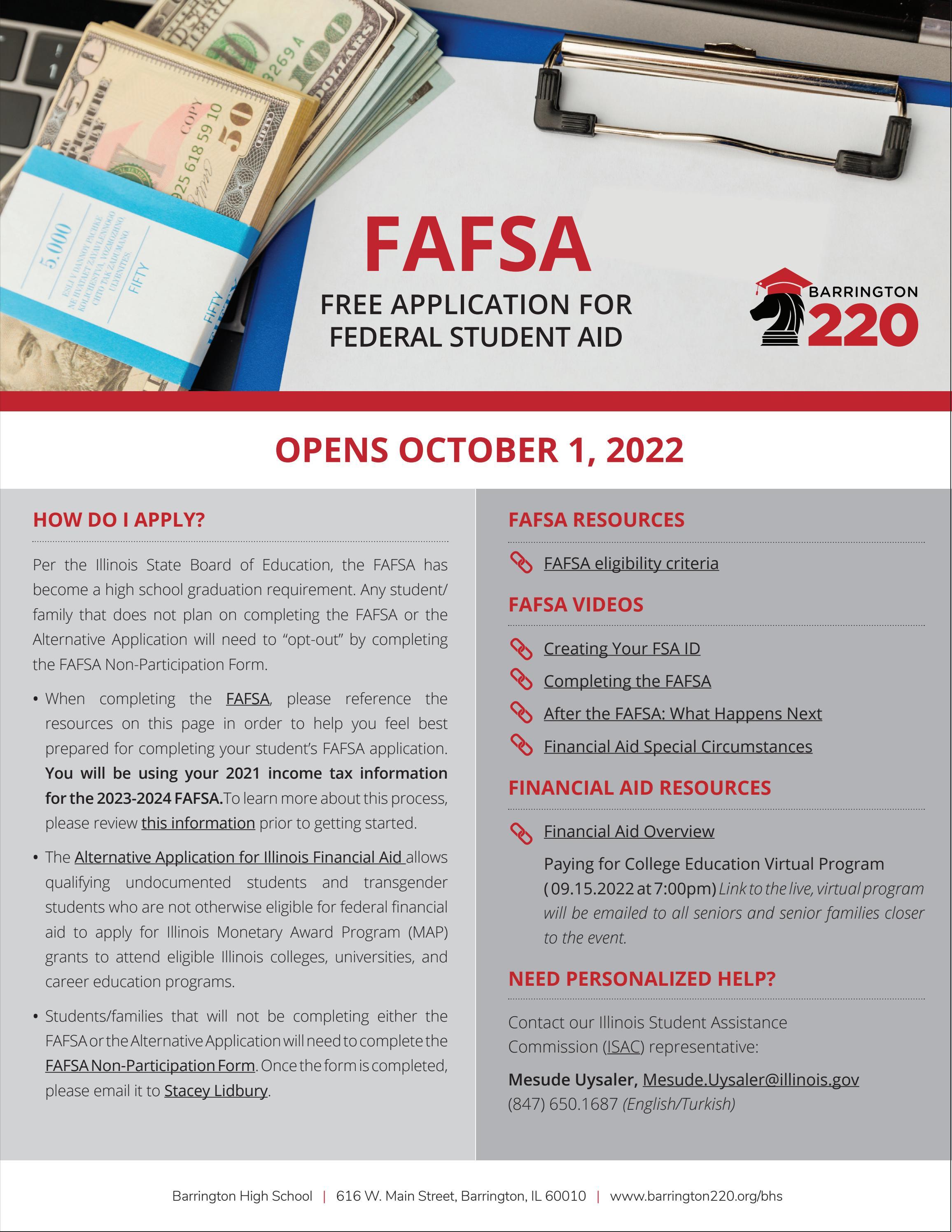 FAFSA Flyer 2020-21 by Barrington 220 - Issuu