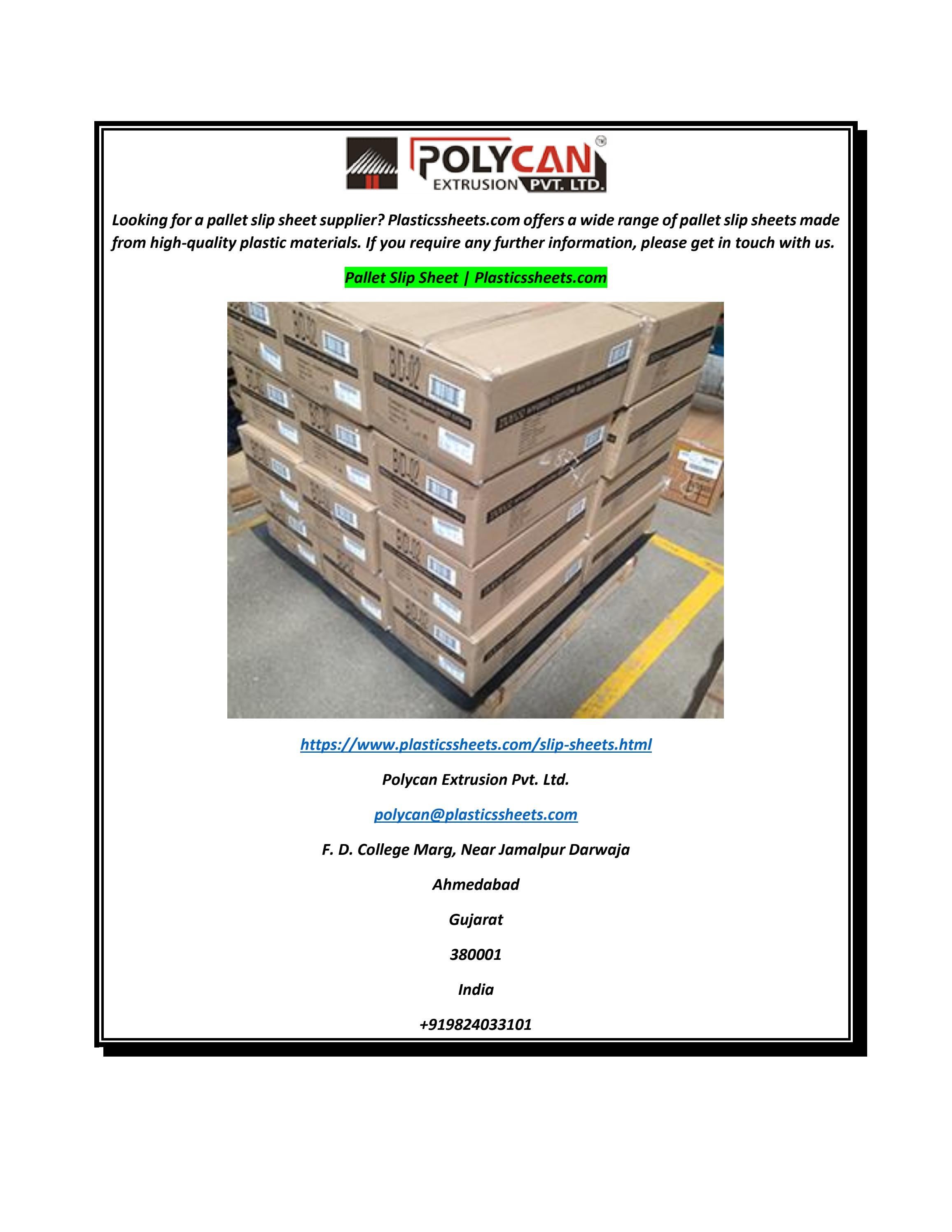 Pallet Slip Sheet | Plasticssheets.com by Polycan Extrusion - Issuu
