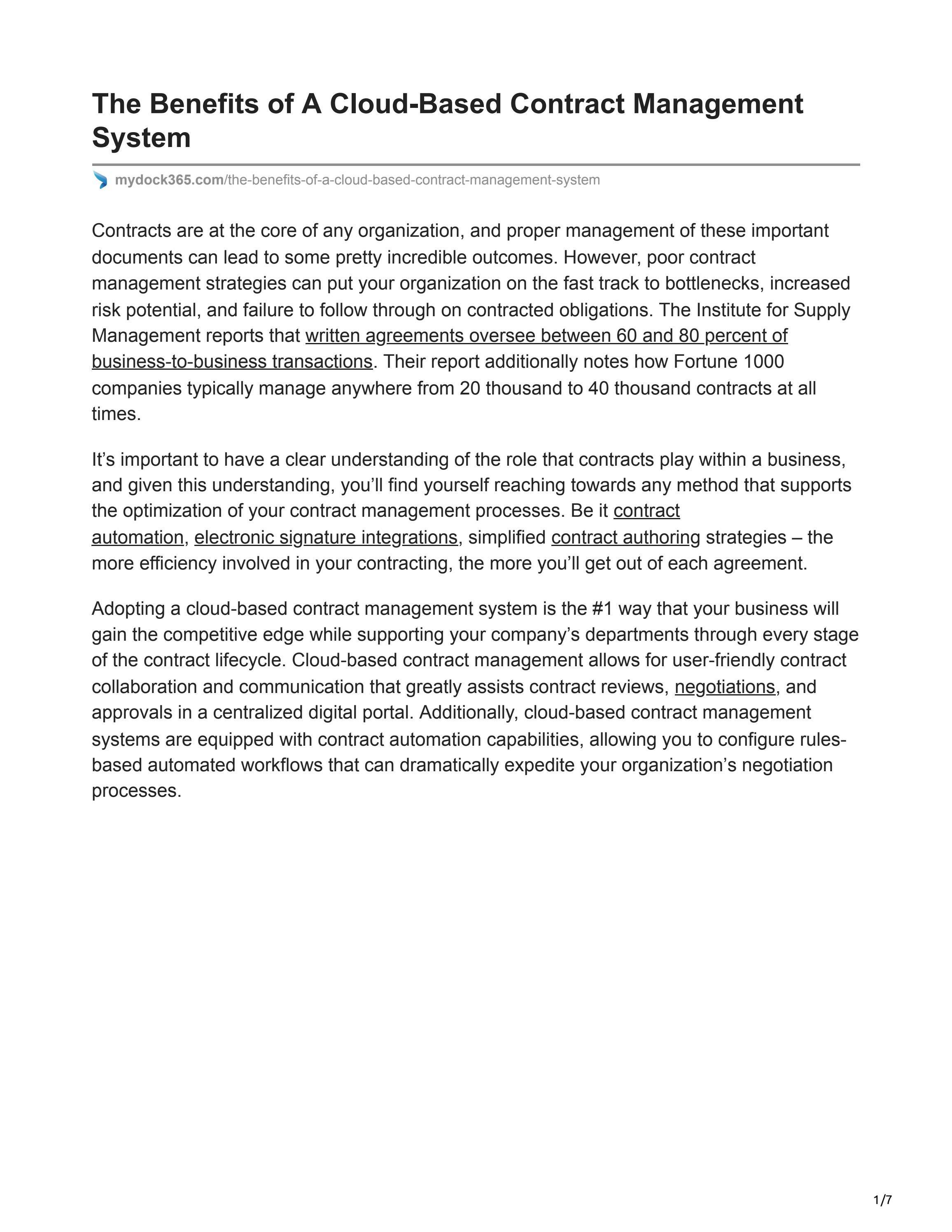 Cloud Based Contract Management Software by mydock account - Issuu