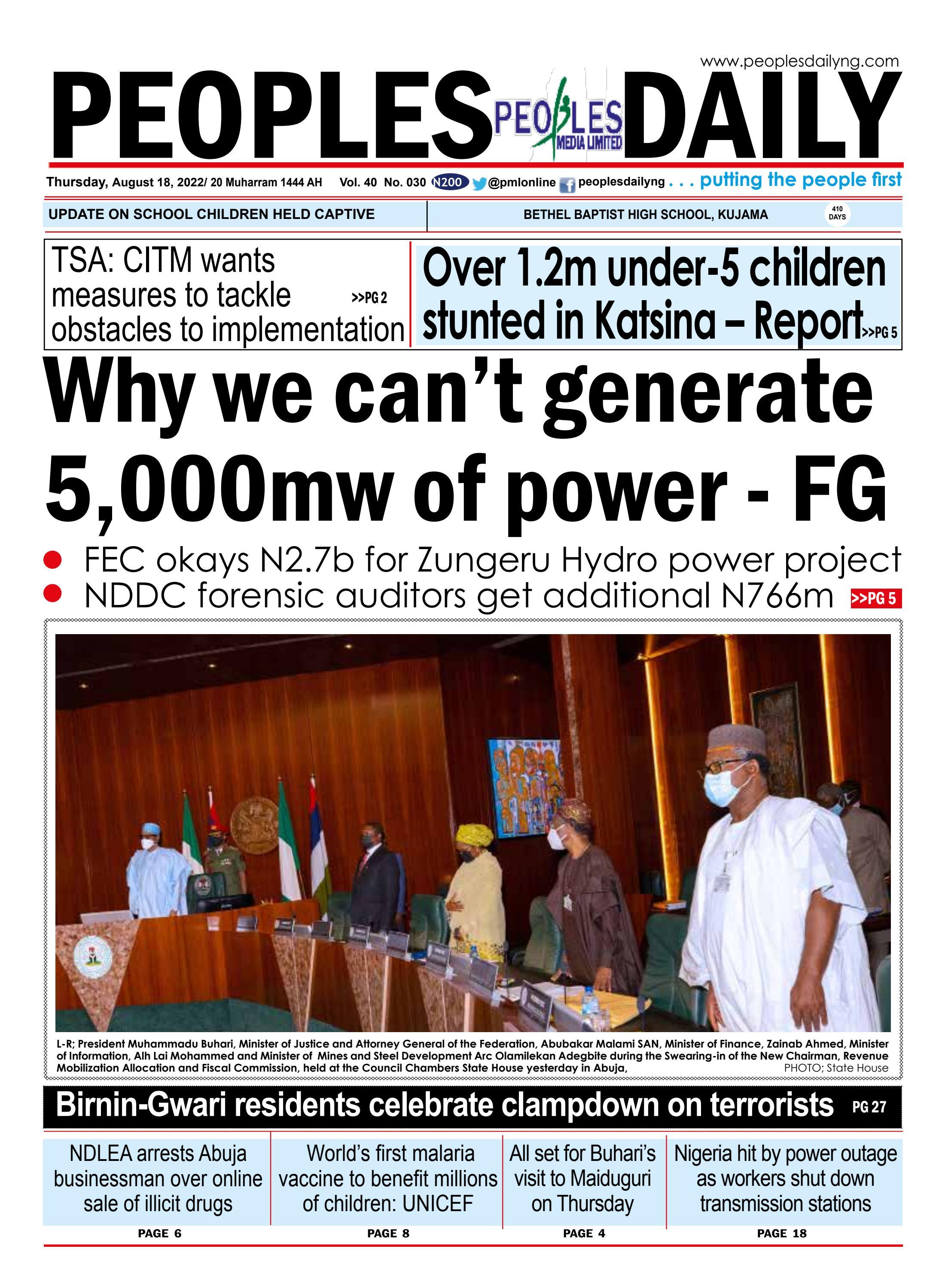 Thursday August 18 2022 Edition By Peoples Media Limited Issuu Thursday August 18 2022 Edition By Peoples Media Limited Issuu