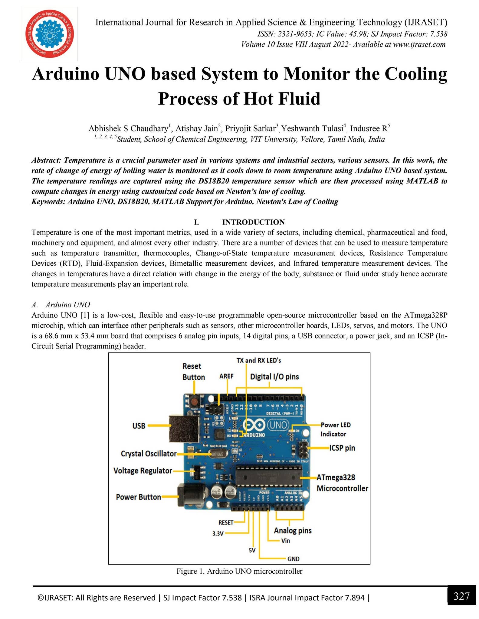 Arduino UNO-based System to Monitor the Cooling Process of Hot Fluid by ...