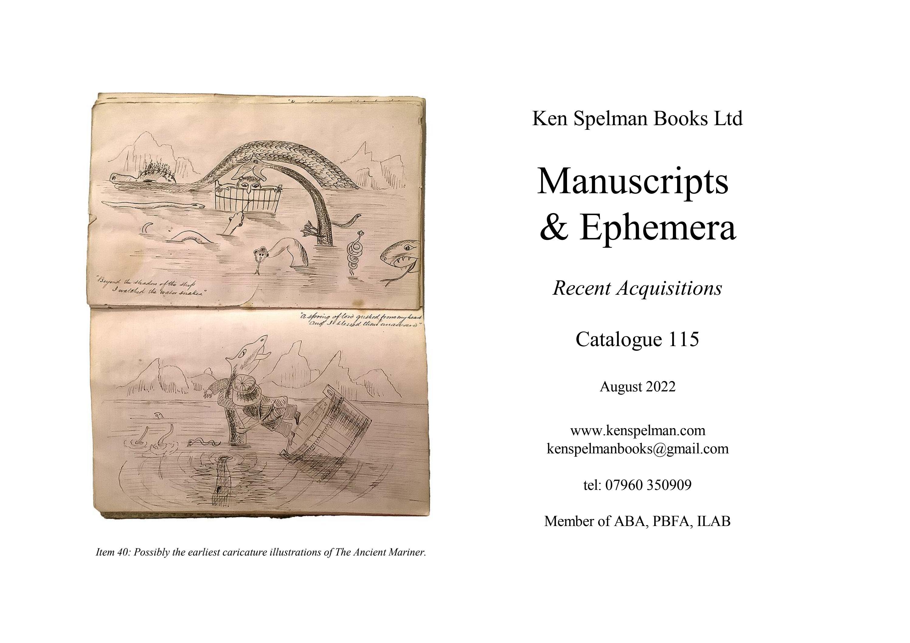 Catalogue 115: Manuscripts & Ephemera. 2022 by Ken Spelman Books Ltd ...