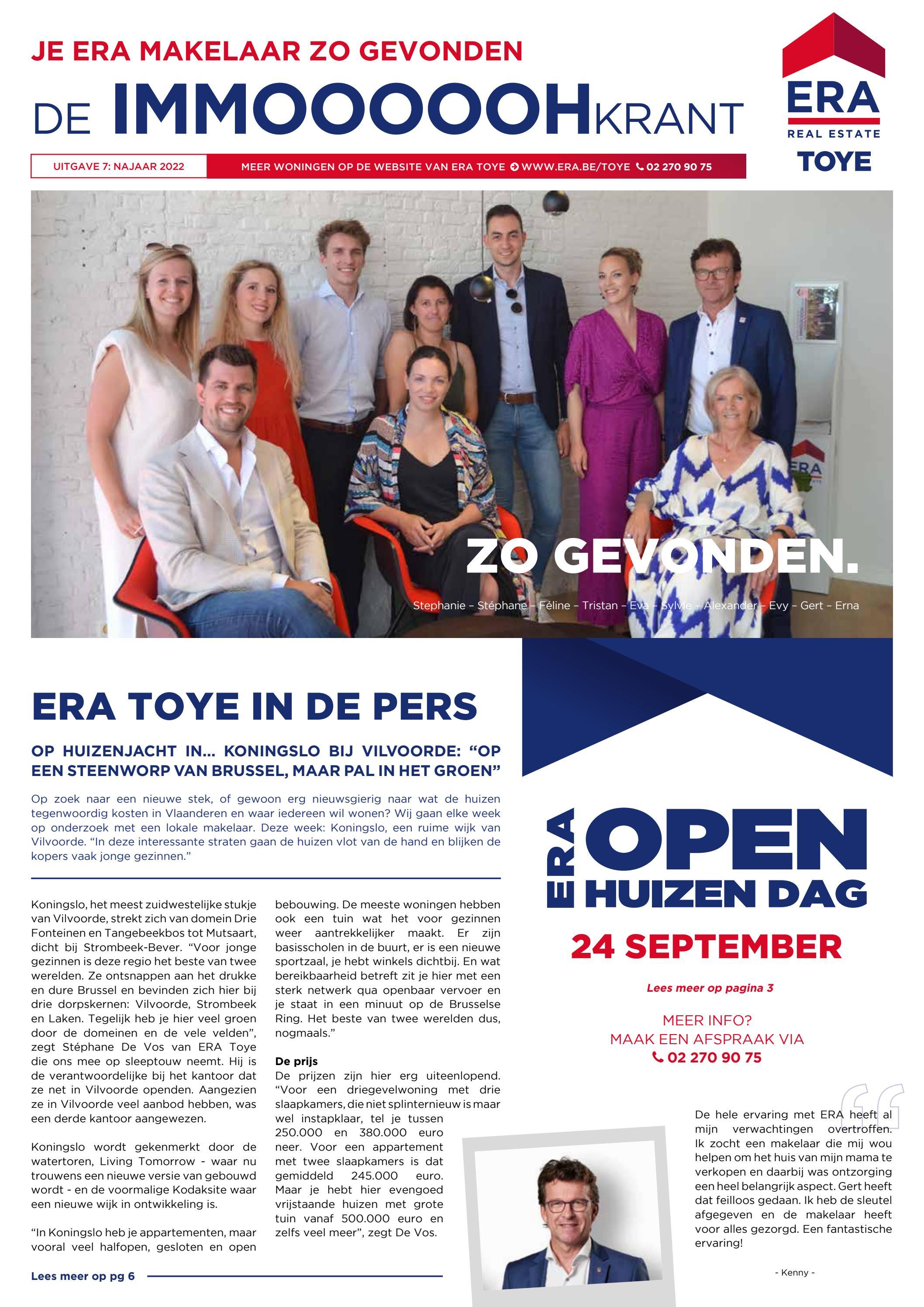 ERA TOYE - De IMMOOOOOHkrant - 2022 Uitgave 7 by ERA Belgium - Issuu