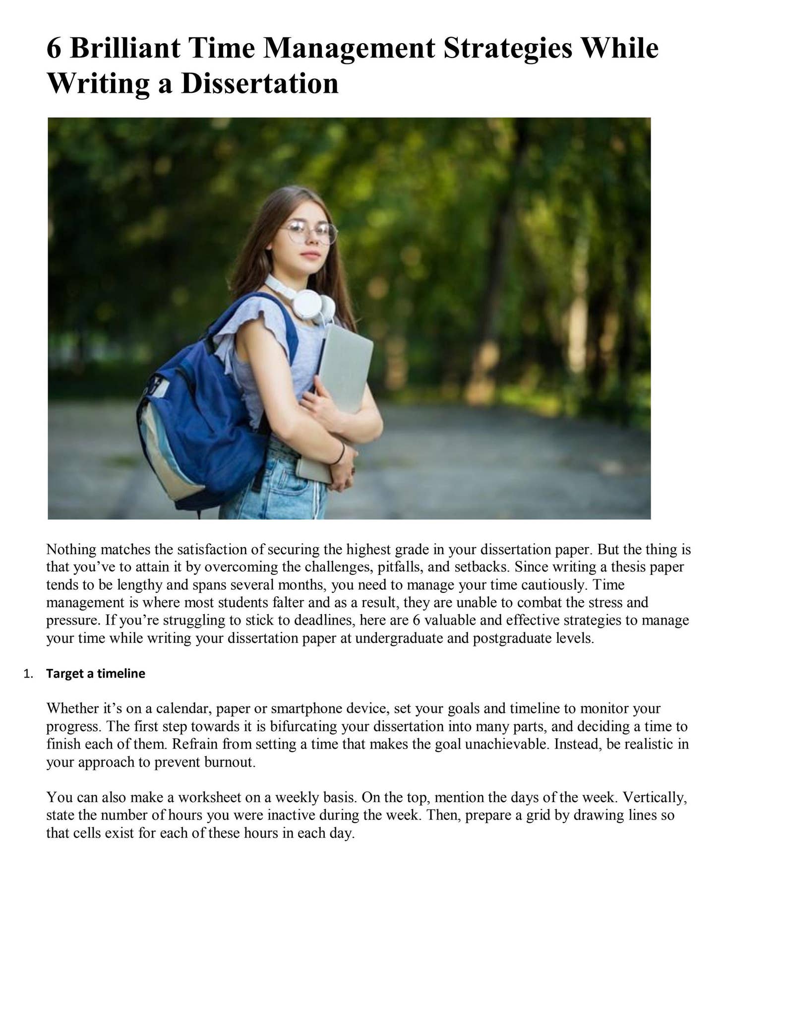 Brilliant Time Management Strategies While Writing a Dissertation by ...