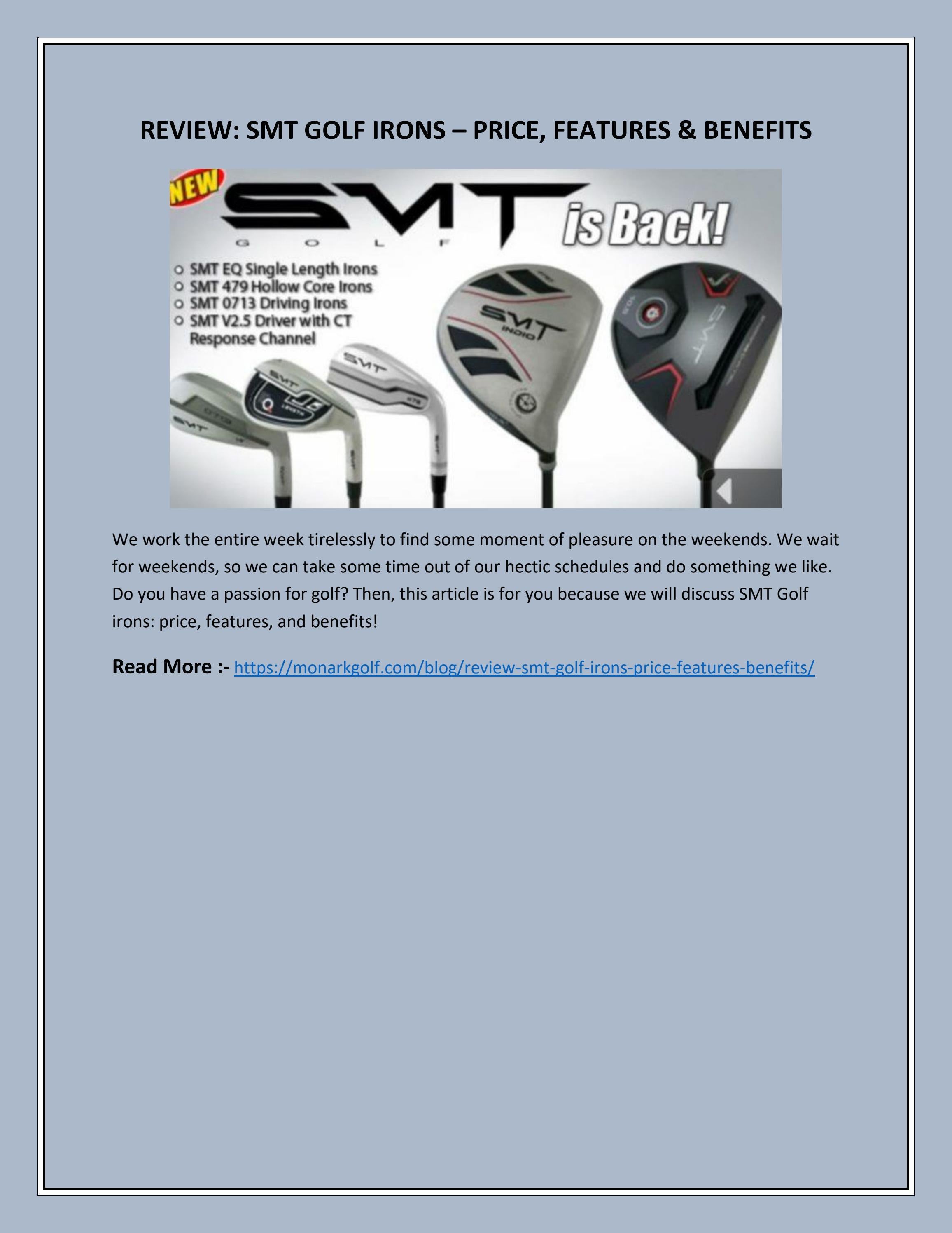 REVIEW: SMT GOLF IRONS – PRICE, FEATURES & BENEFITS by MONARK GOLF ...