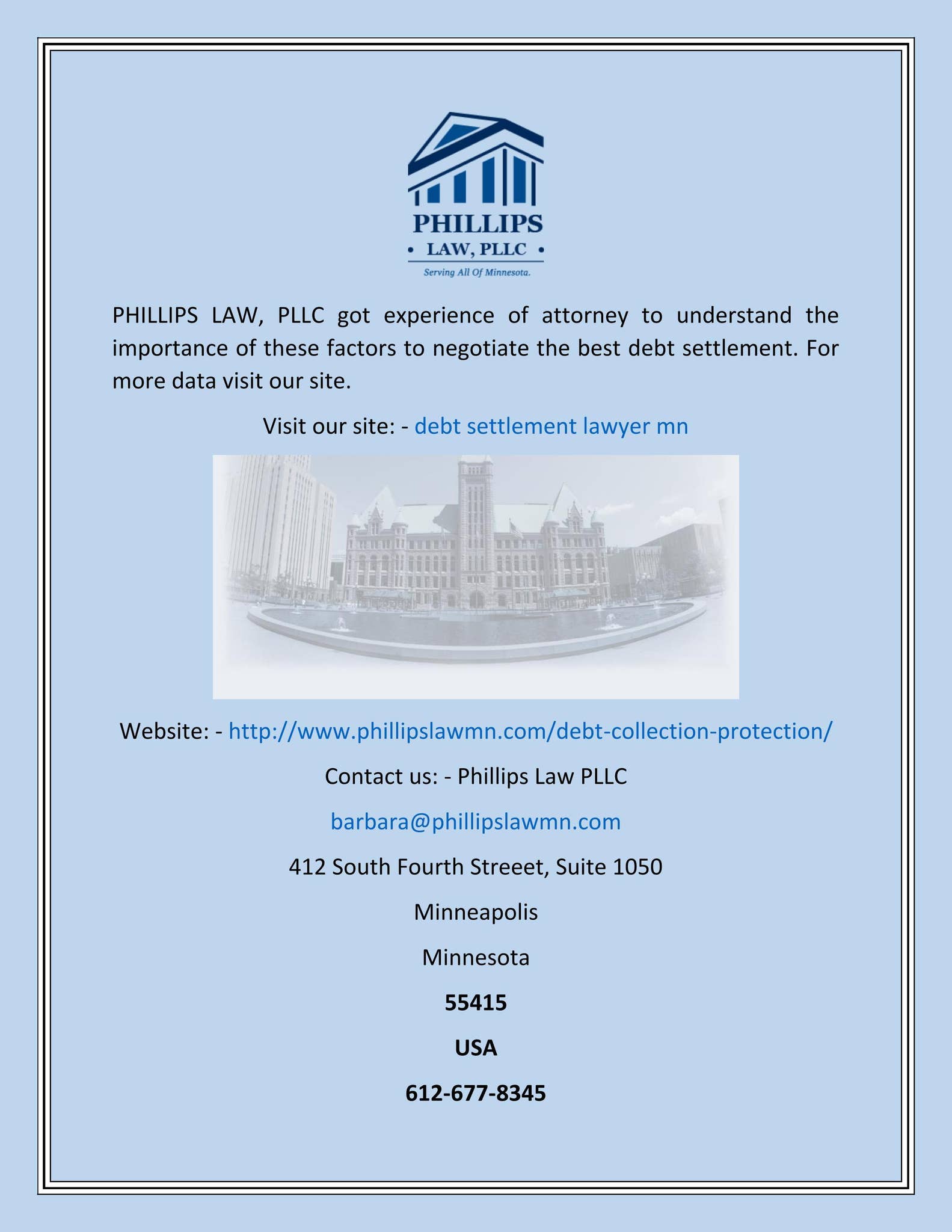 debt settlement lawyer mn | Phillipslawmn.com by Phillips Law PLLC - Issuu