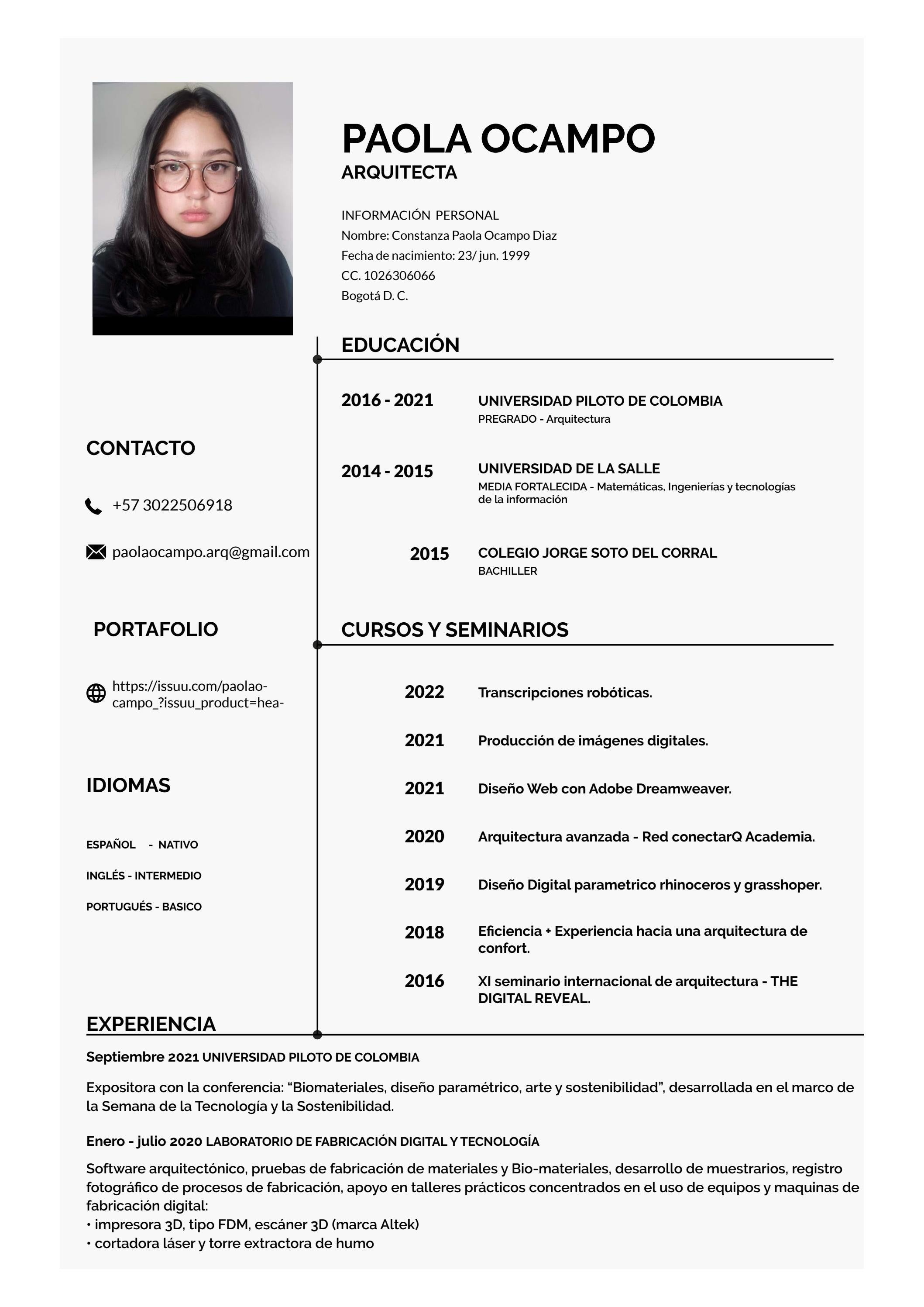 CV Paola Ocampo by Paola Ocampo DESIGN - Issuu