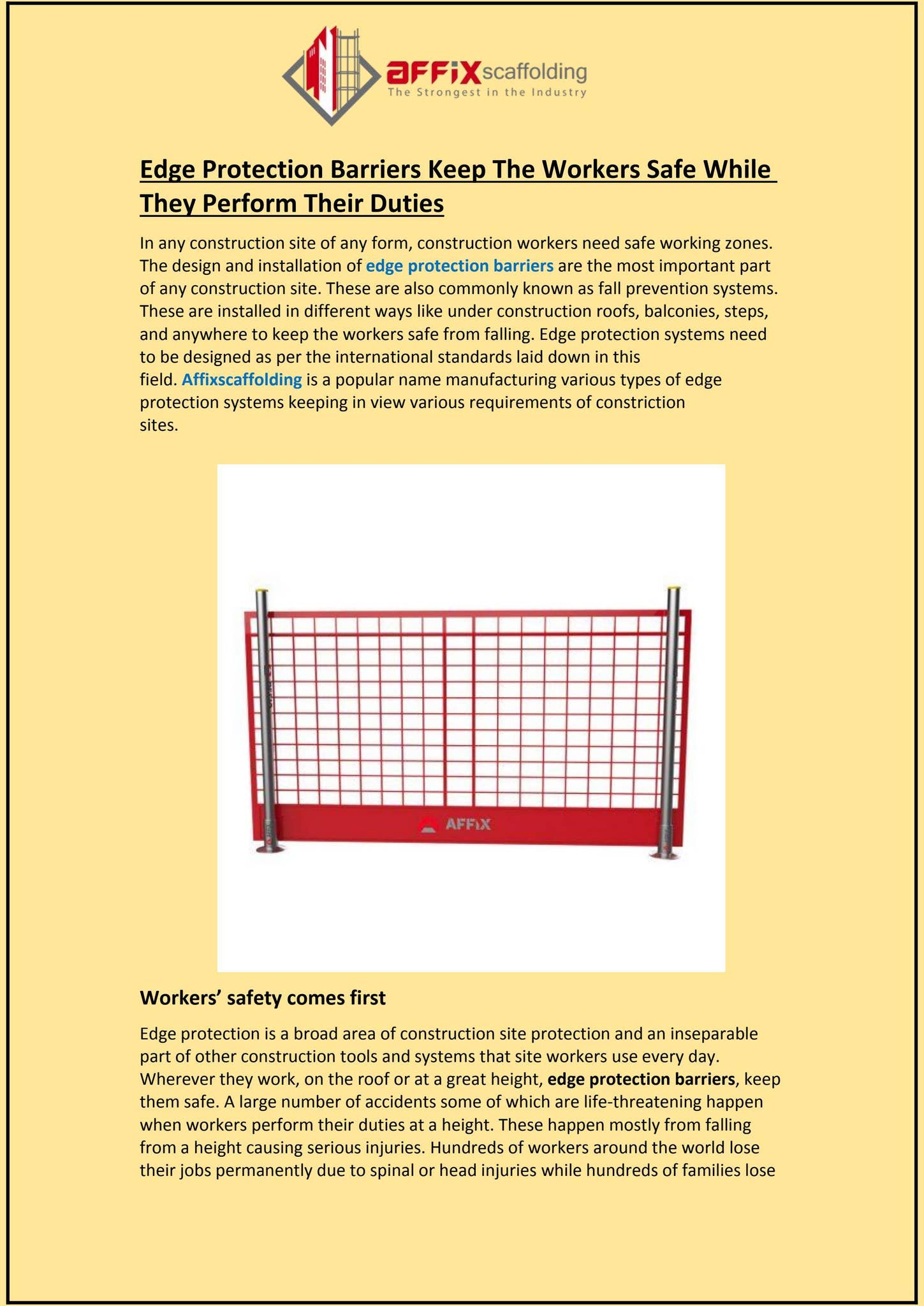 Edge Protection Barriers Keep The Workers Safe While They Perform Their Duties By