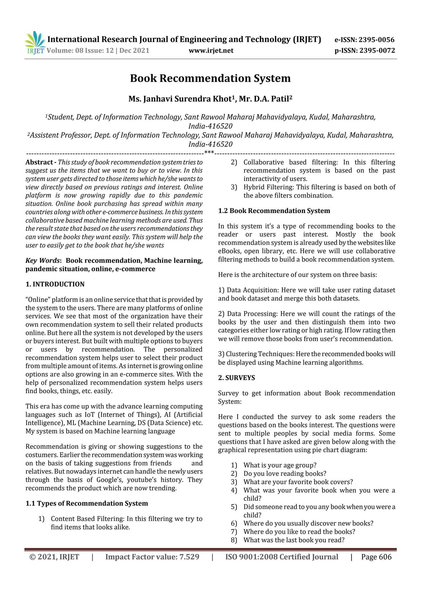 Book Recommendation System by IRJET Journal - Issuu