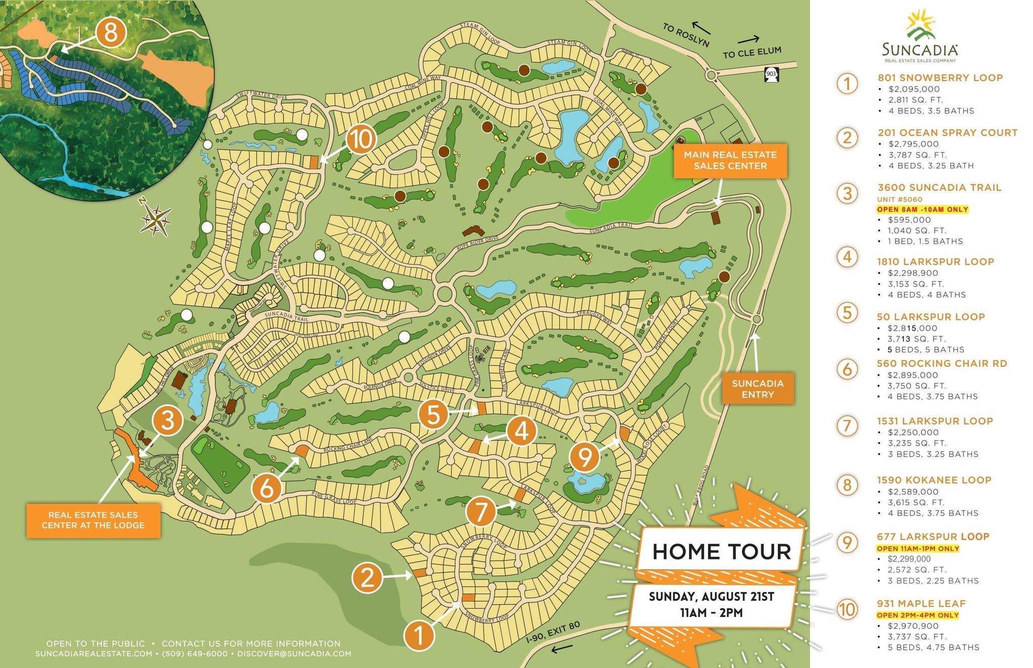 Home Tour Map - August by Suncadia Resort - Issuu