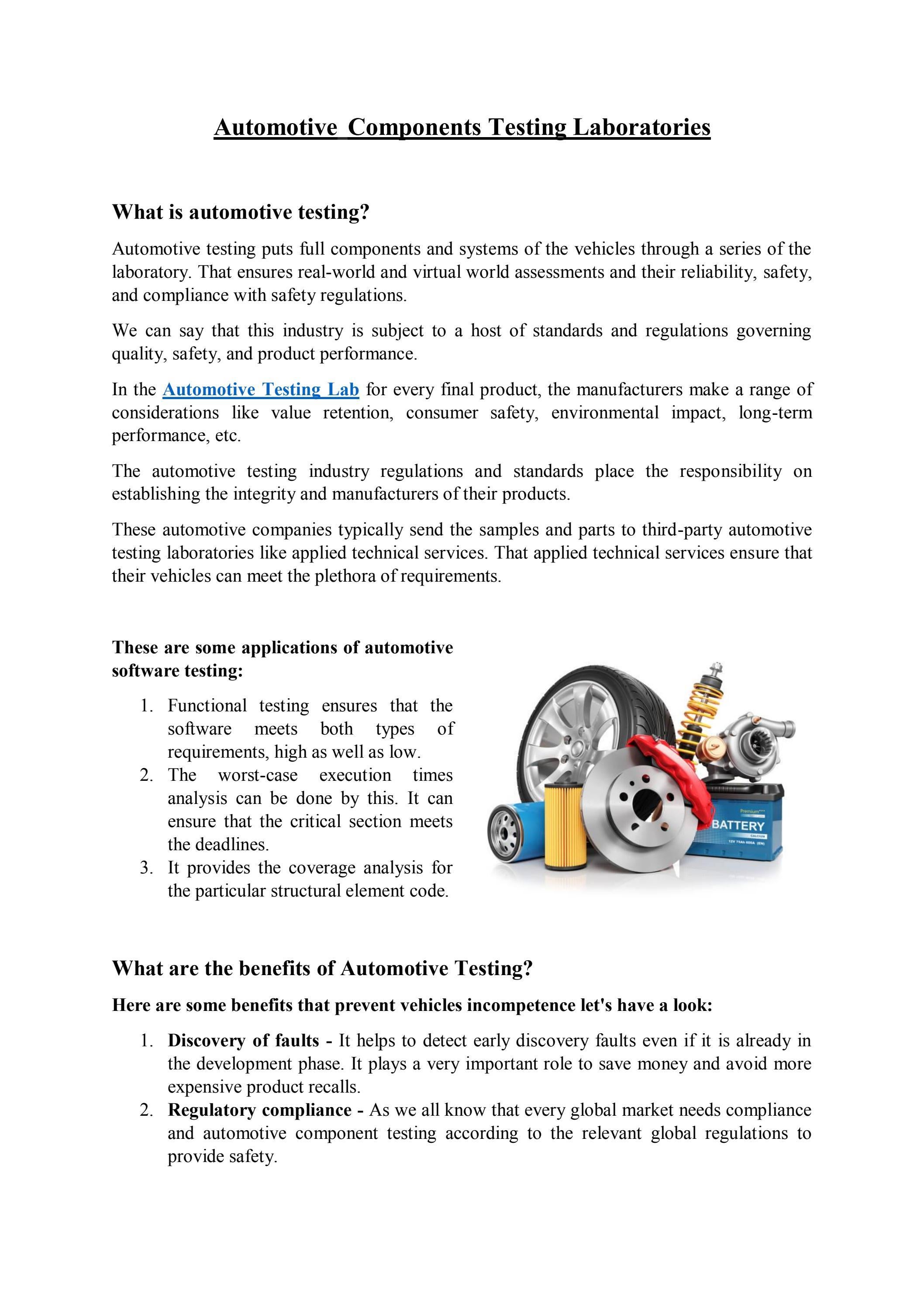 Automotive Components Testing Laboratories by URS Labs - Issuu
