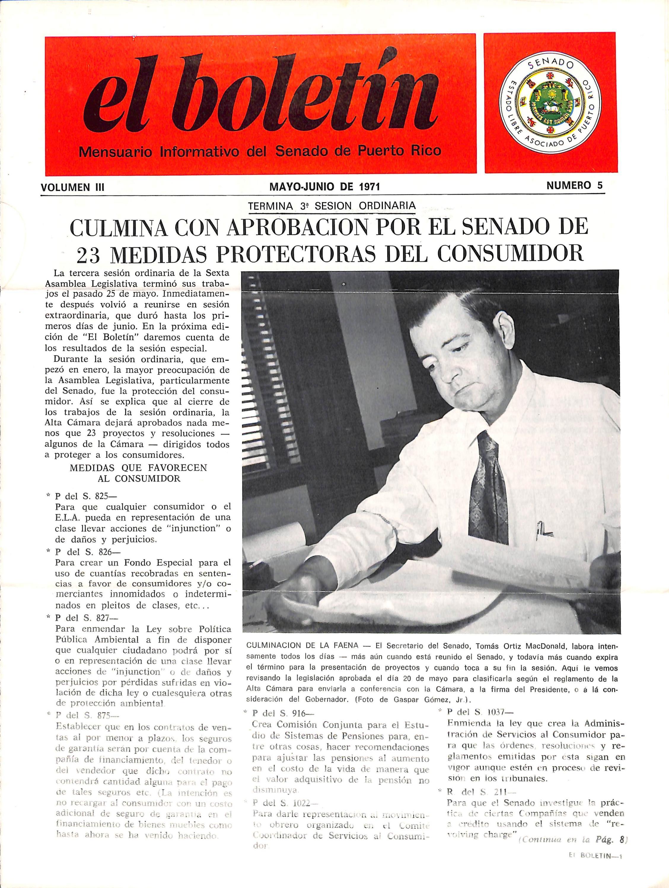 El Boletín: Mensuario informativo del Senado de Puerto Rico (mayo-junio ...