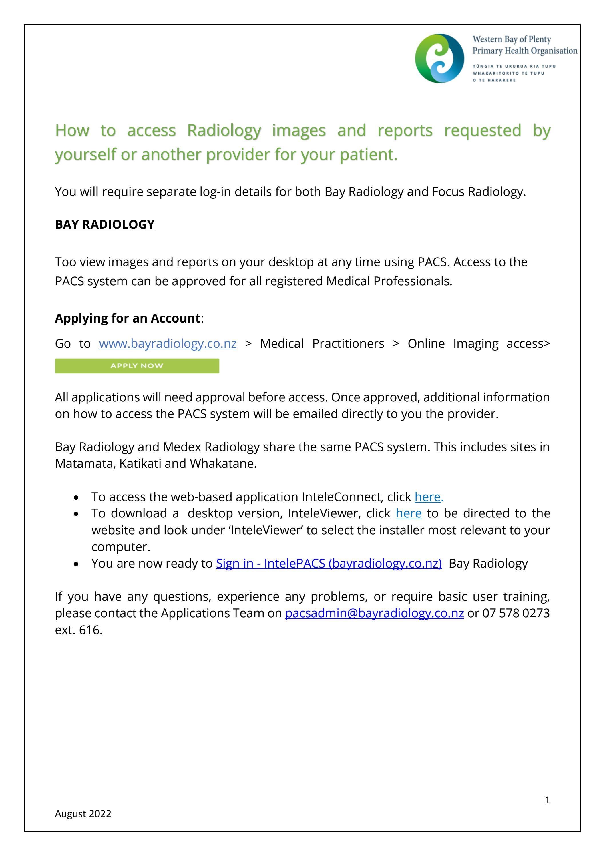 How to access Radiology images Aug 2022 by WBOP PHO - Issuu