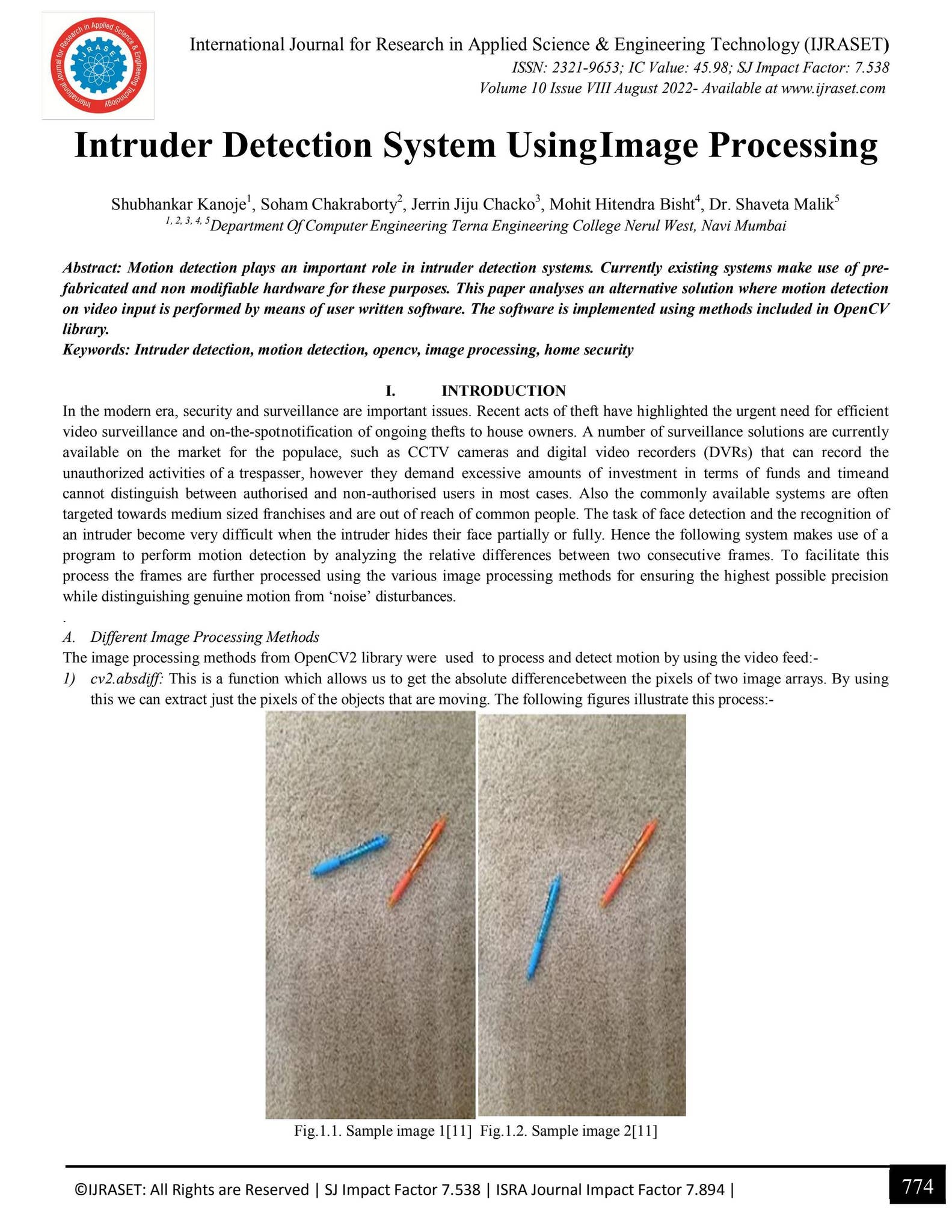 Intruder Detection System Using Image Processing by IJRASET - Issuu