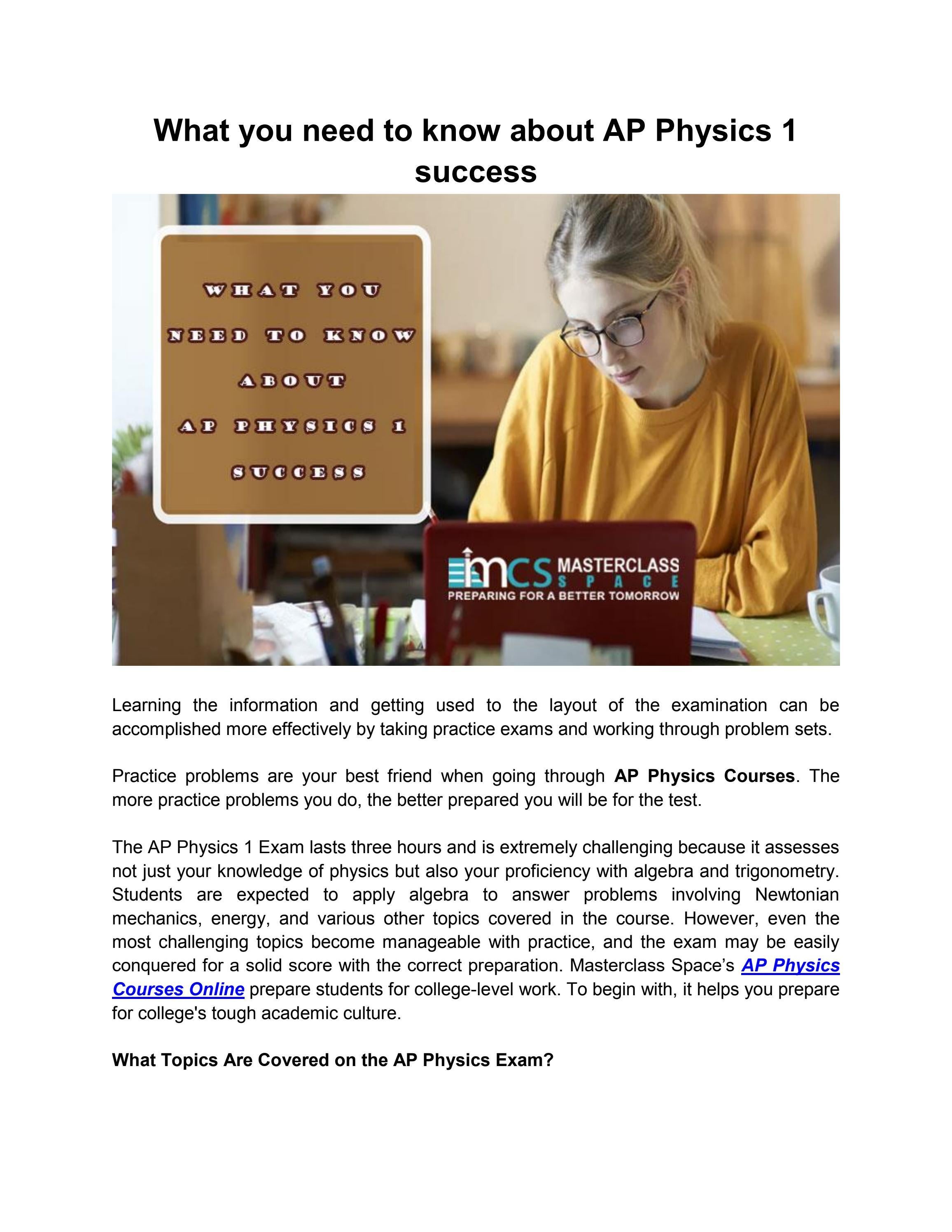AP Physics Courses Online by Masterclass Space - Issuu