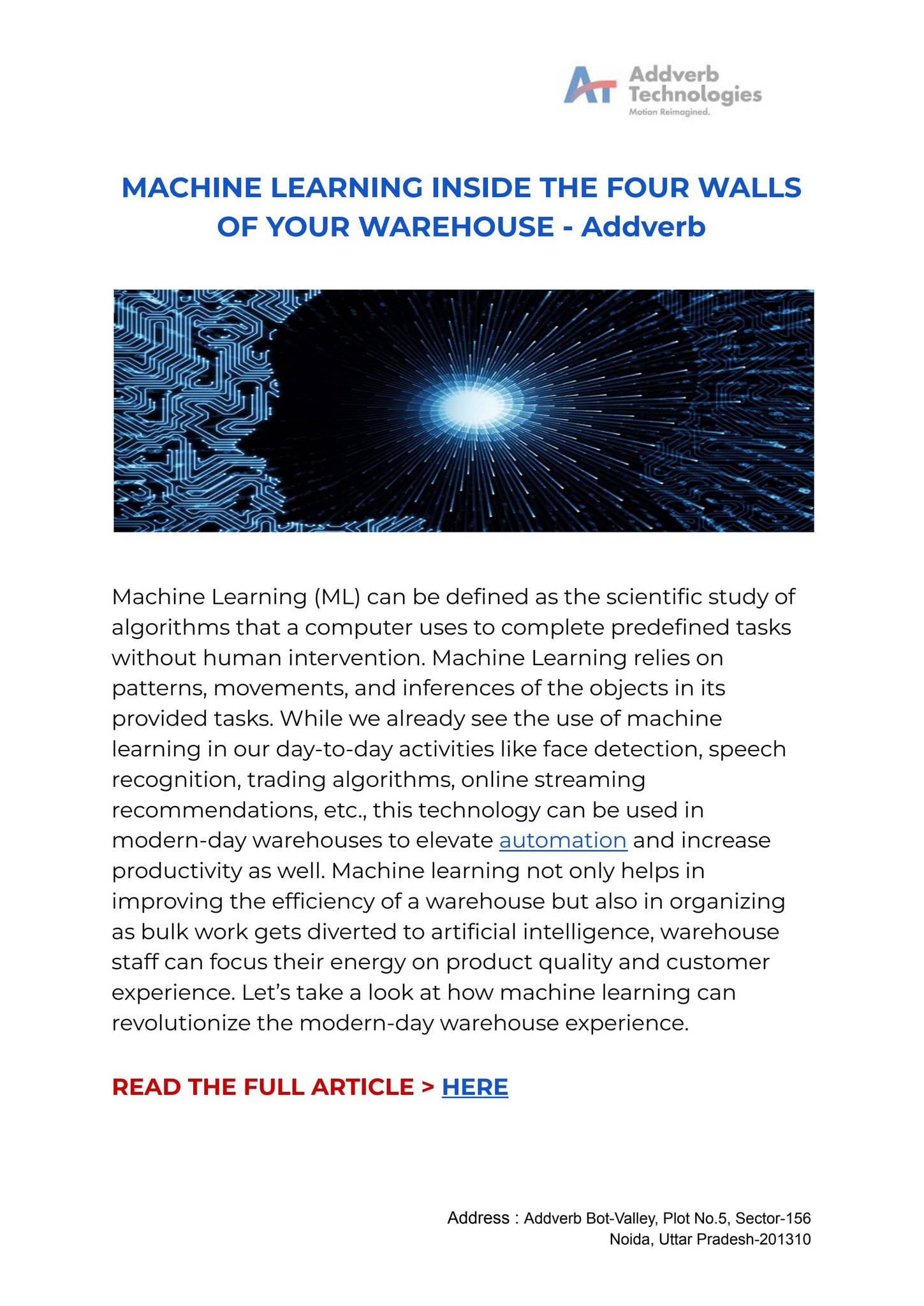 Machine Learning inside the four walls of your warehouse by Addverb Technologies - Issuu