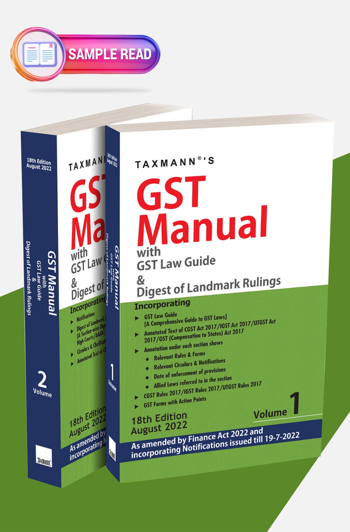 Taxmann's GST Manual with GST Law Guide & Digest of Landmark Rulings (Set of 2 Vols.) by Taxmann ...