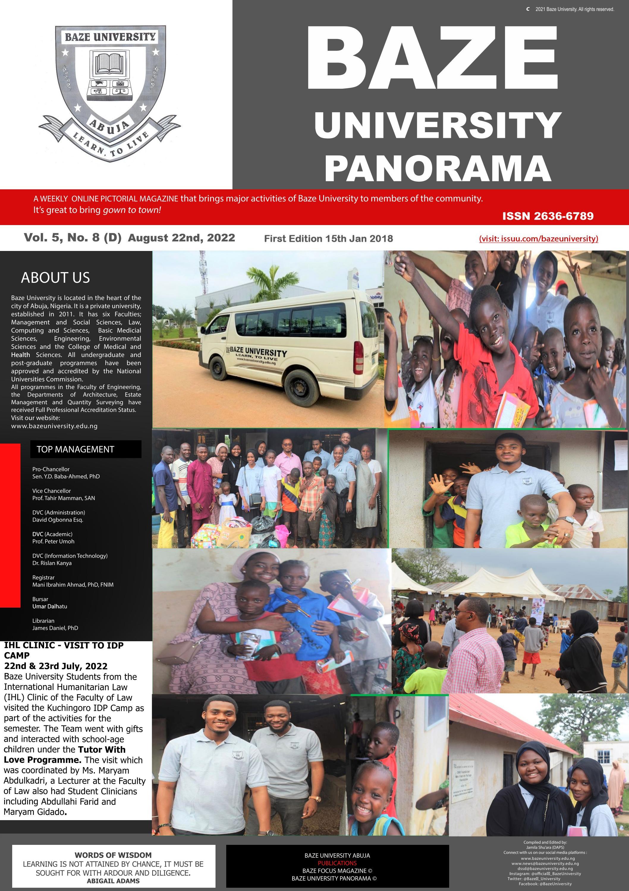 BAZE UNIVERSITY PANORAMA NEWS (22nd August 2022) by Baze University - Issuu