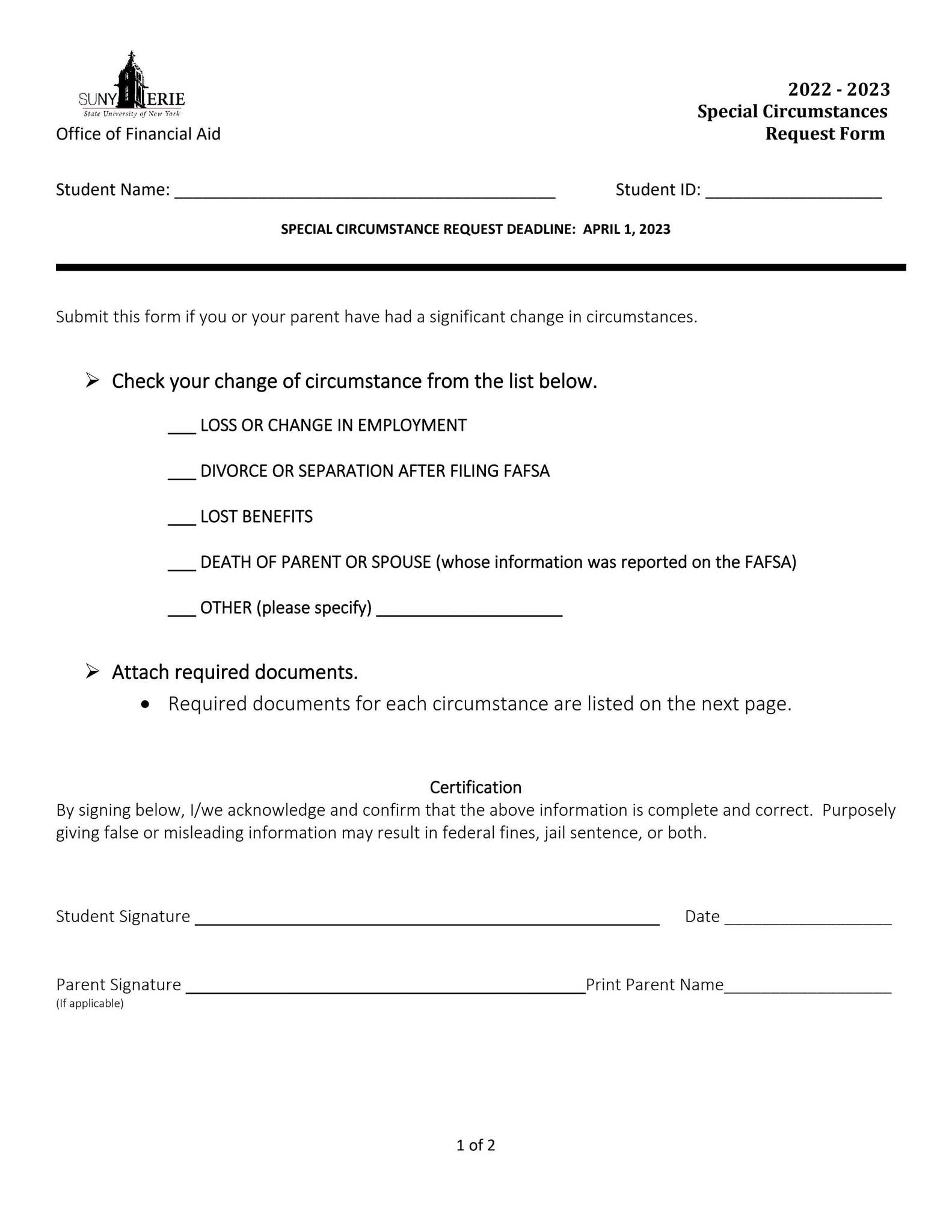 2022-2023 Special Circumstances Review Form by SUNY Erie - Issuu