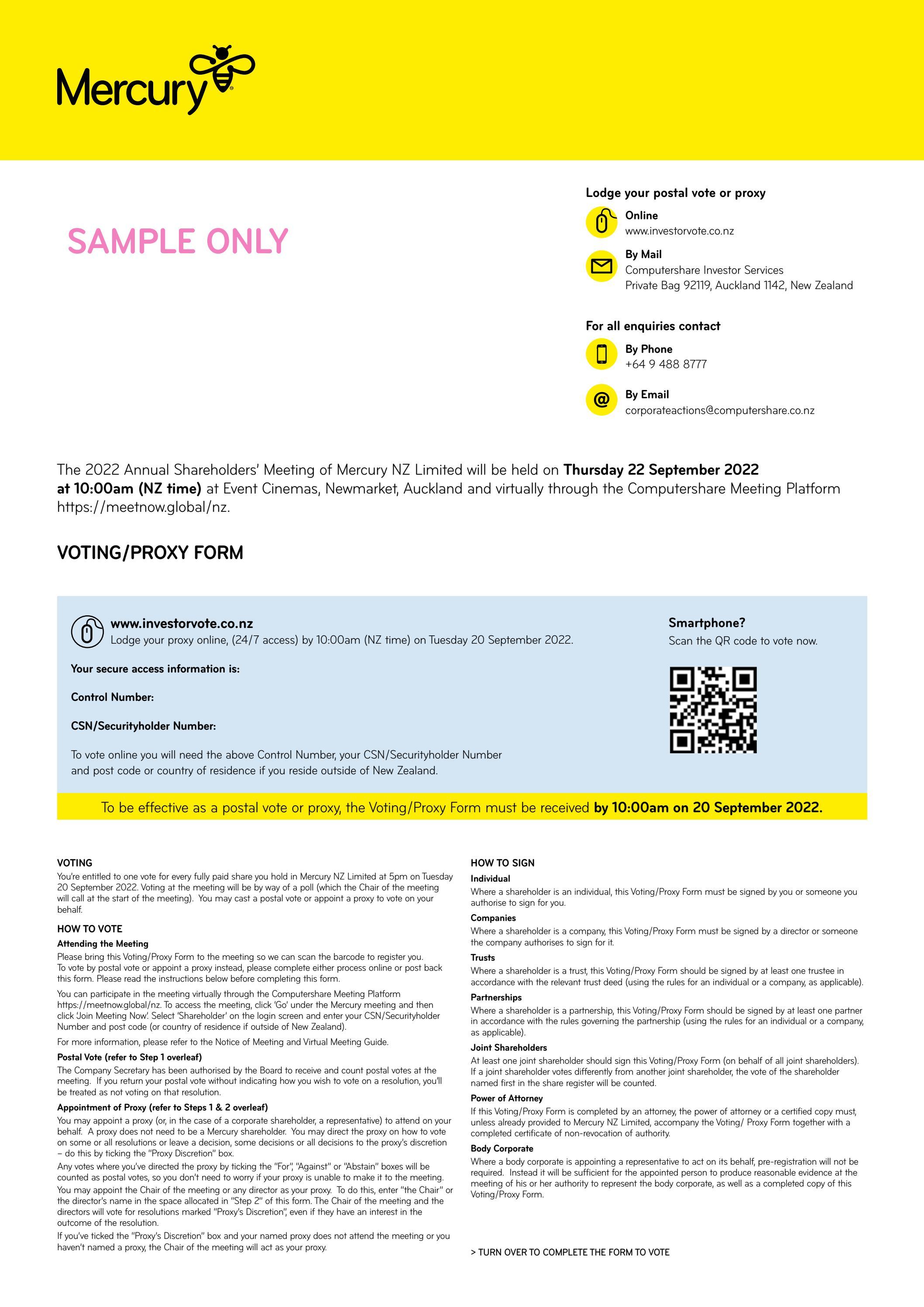 2022 Annual Meeting Voting Proxy Form By Mercury Issuu