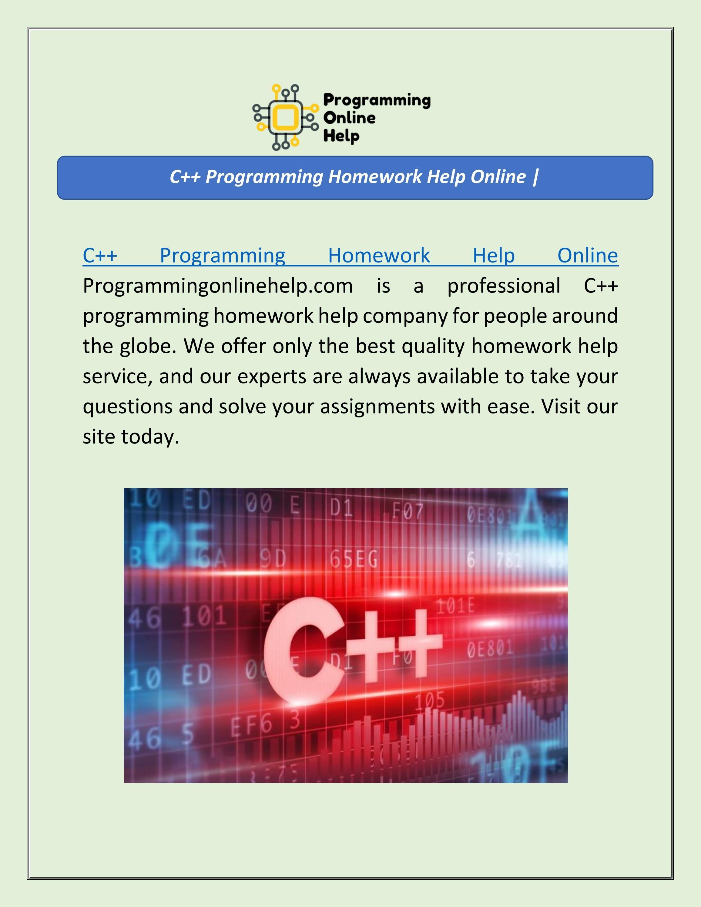 C++ Programming Homework Help Online | Programmingonlinehelp.com by programmingonlinehelp - Issuu