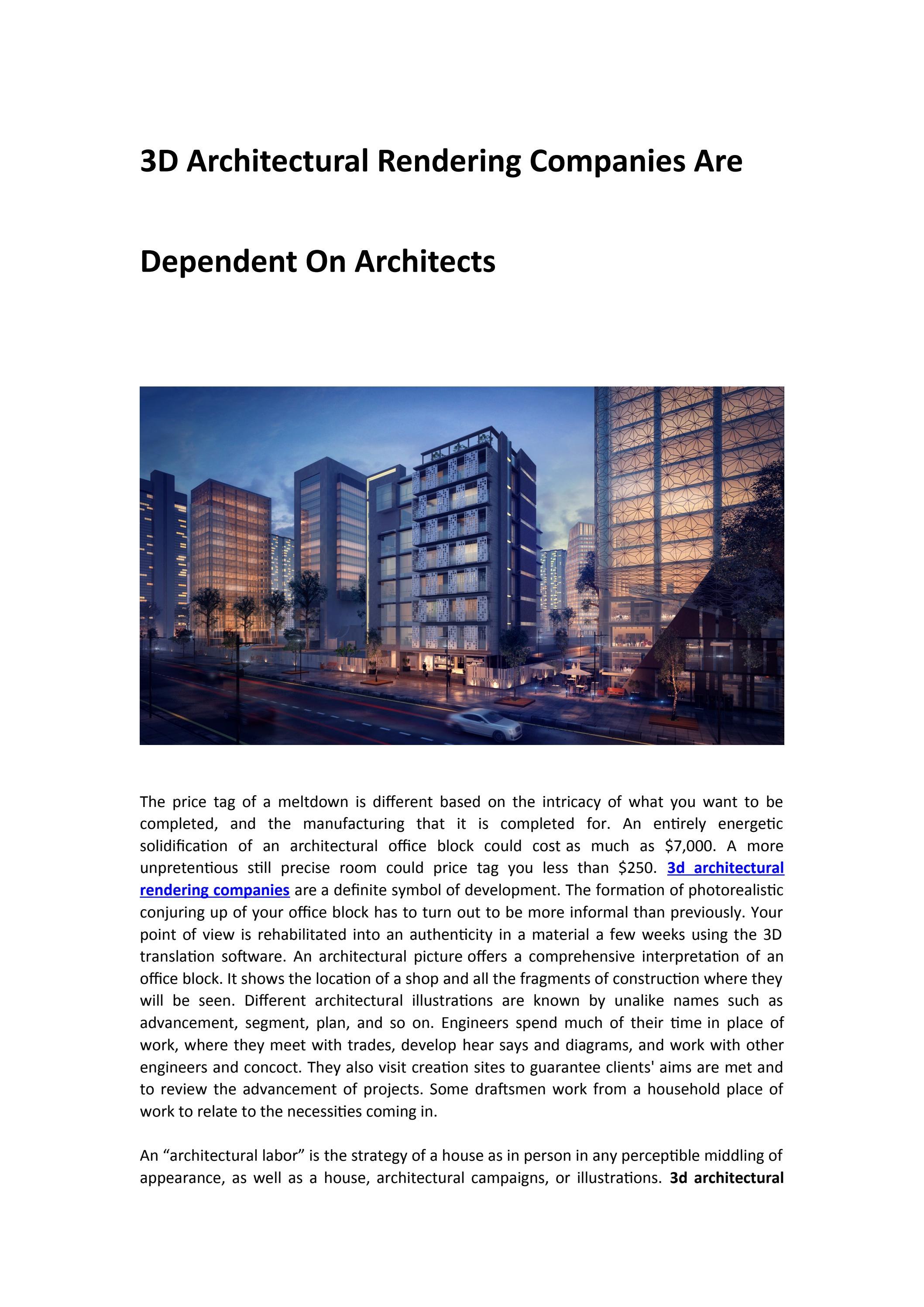 3D Architectural Rendering Companies Are Dependent On Architects by ...