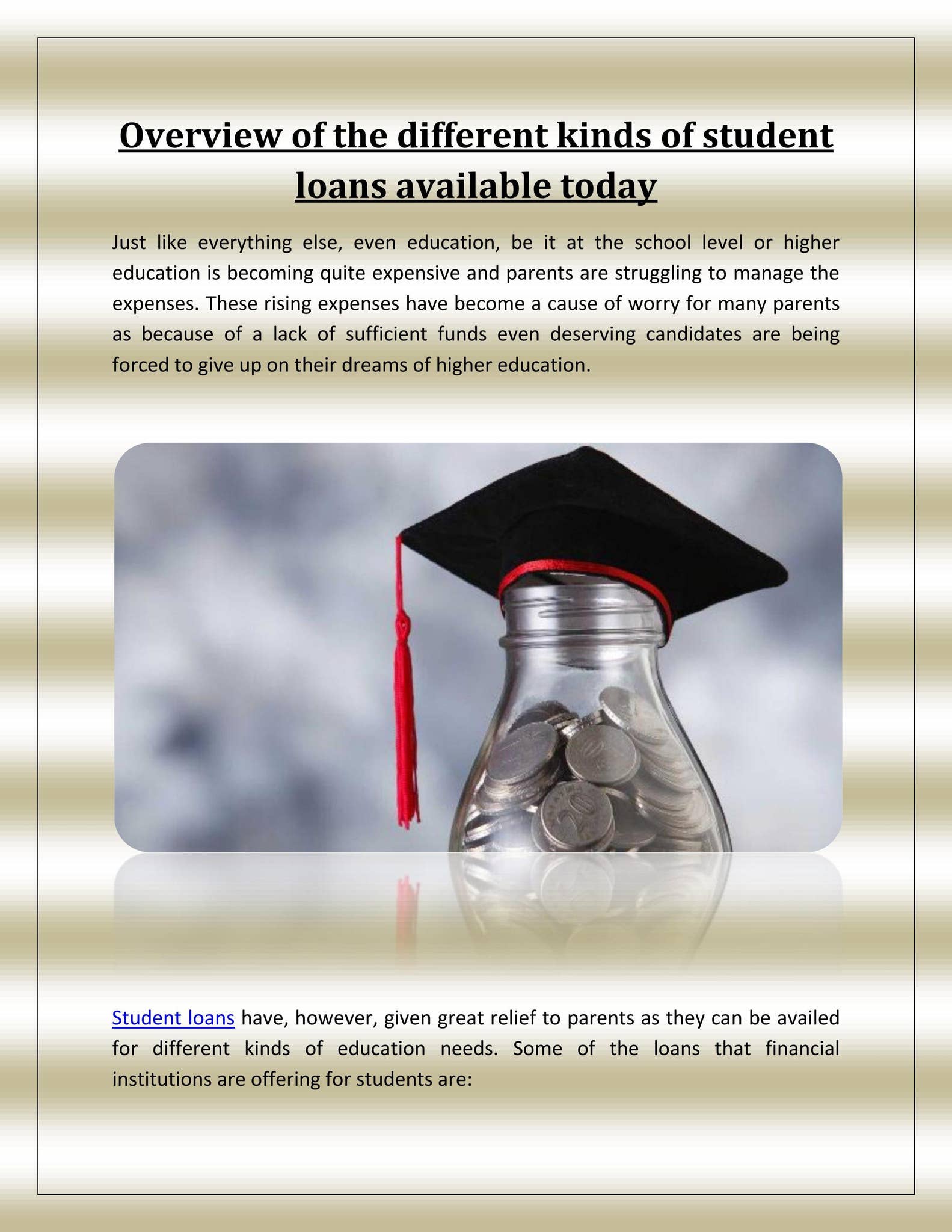 Overview of the different kinds of student loans available today by ...