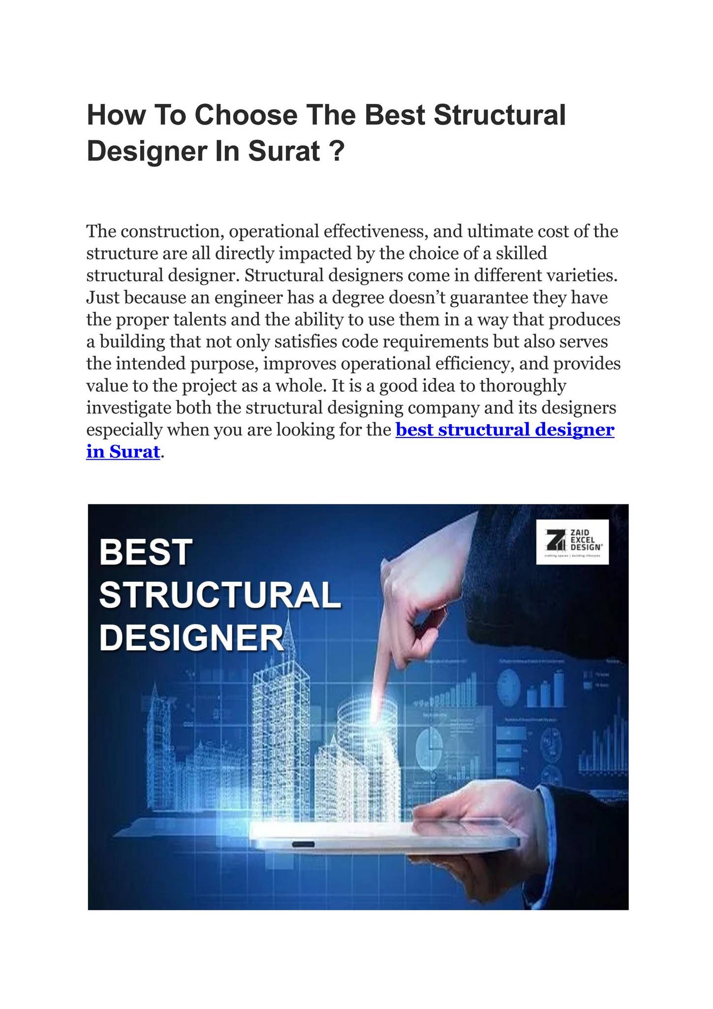 How To Choose The Best Structural Designer In Surat ? by Zaid Excel ...