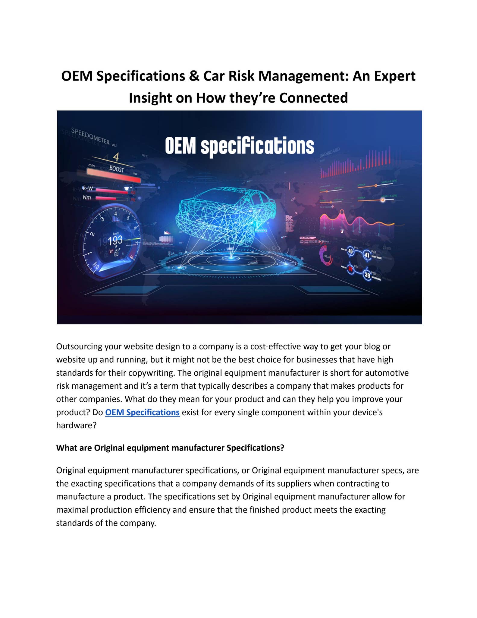 OEM Specifications & Car Risk Management: An Expert Insight on How they ...