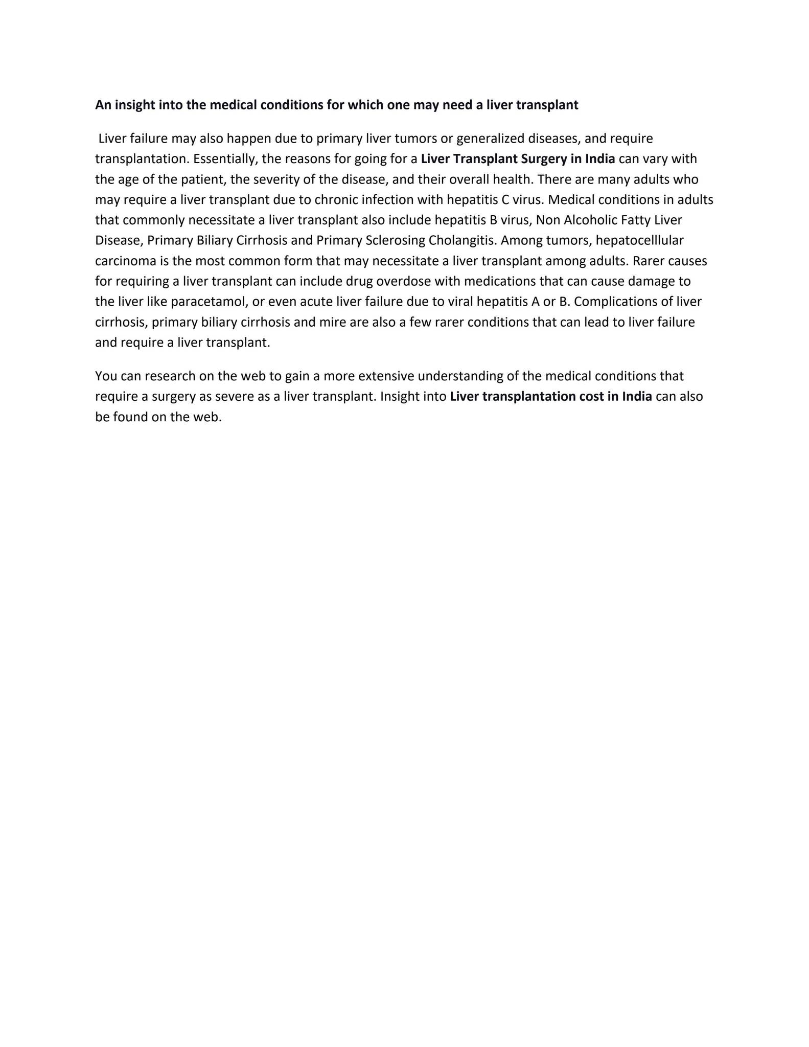 An insight into the medical conditions for which one may need a liver transplant by ...