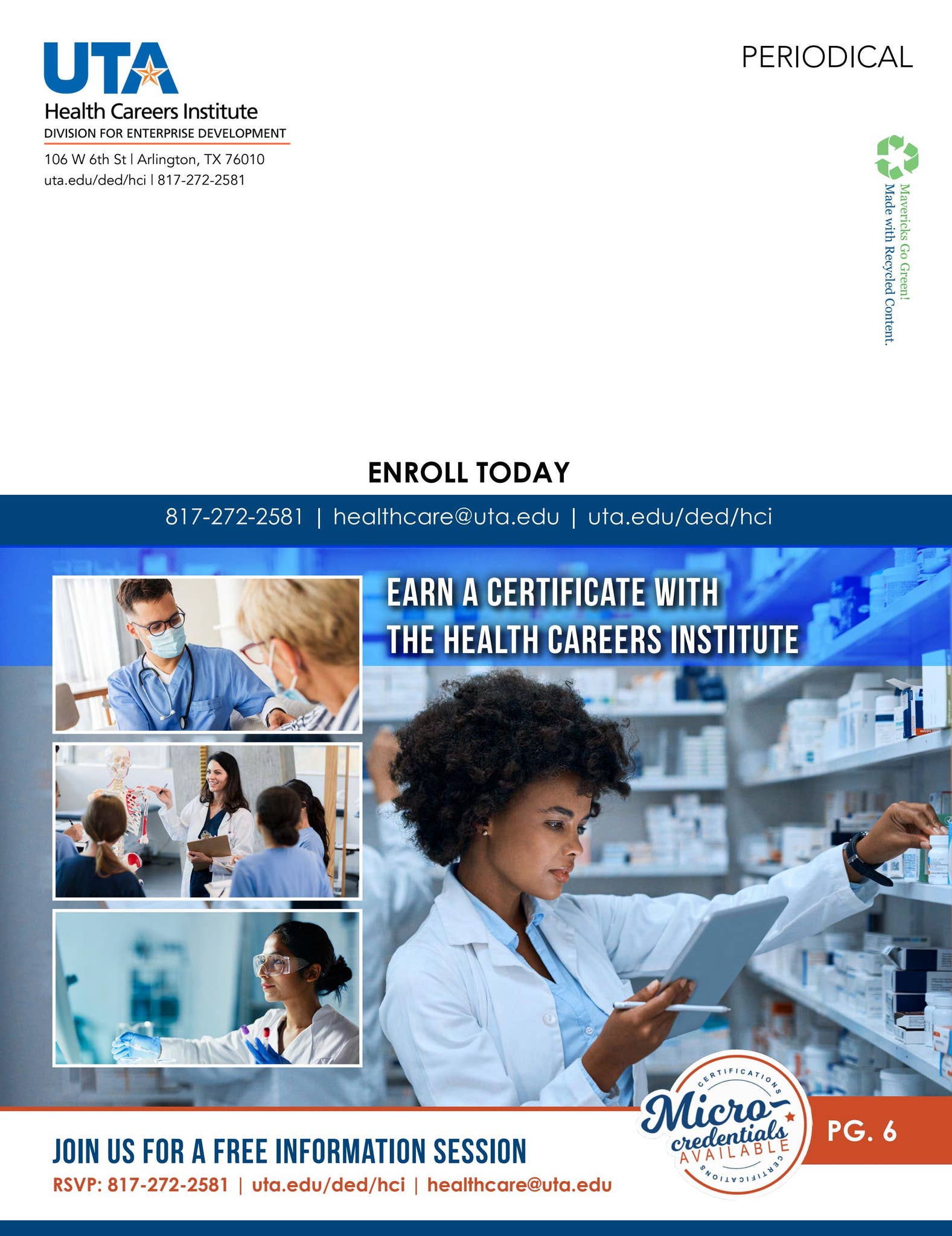 UTA - DED - Health Careers Institute (HCI) Fall 2022 Course Catalog by ...