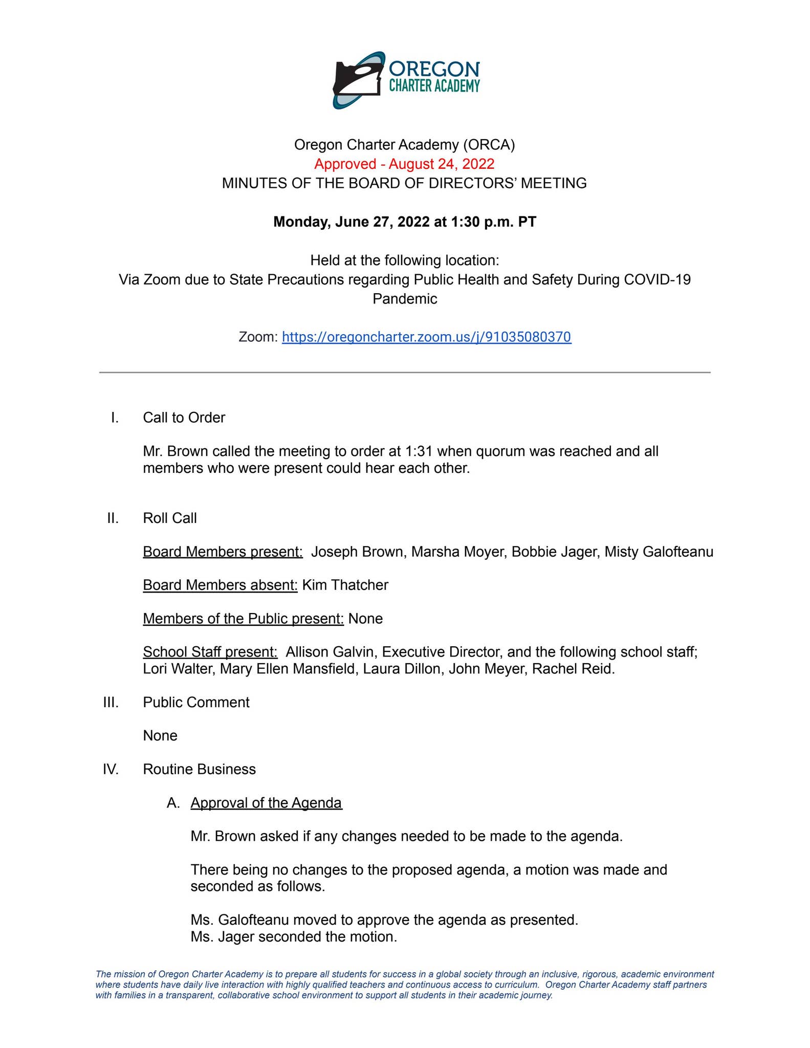 ORCA Board Meeting_June 27, 2022_MINUTES by Beau Neal - Issuu