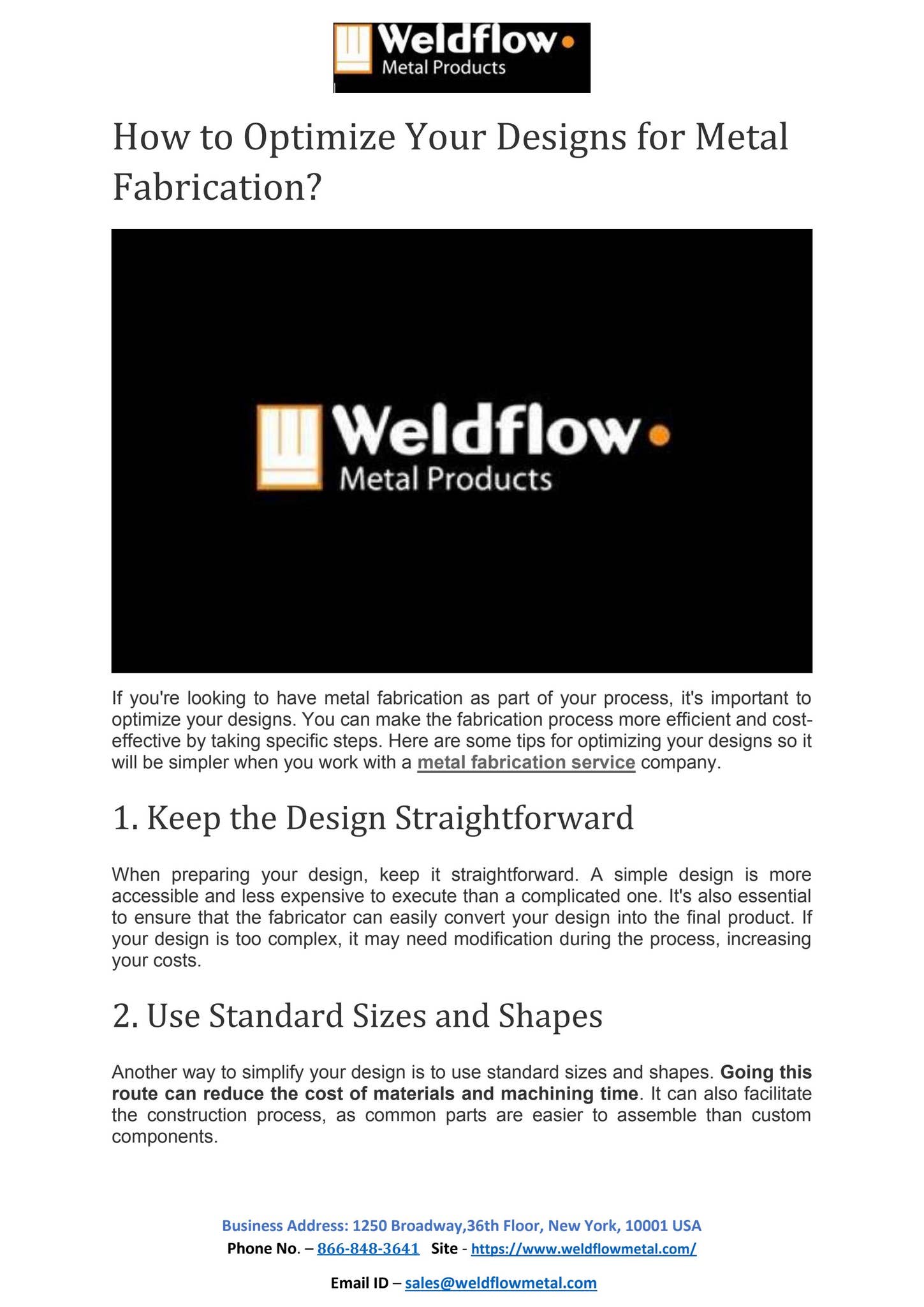 How to Optimize Your Designs for Metal Fabrication? by Weldflow Metal Products - Issuu