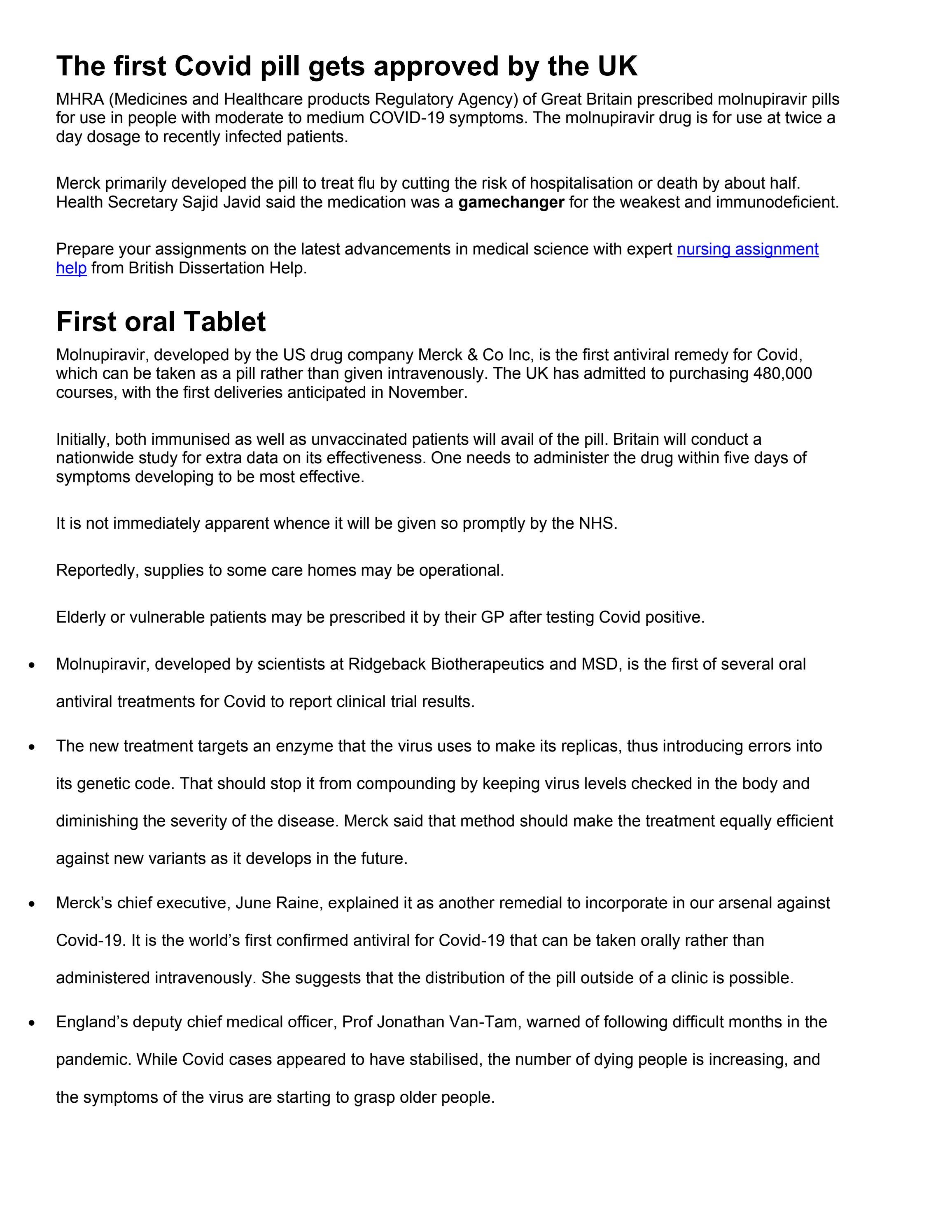 The first Covid pill gets approved by the UK by British Dissertation ...