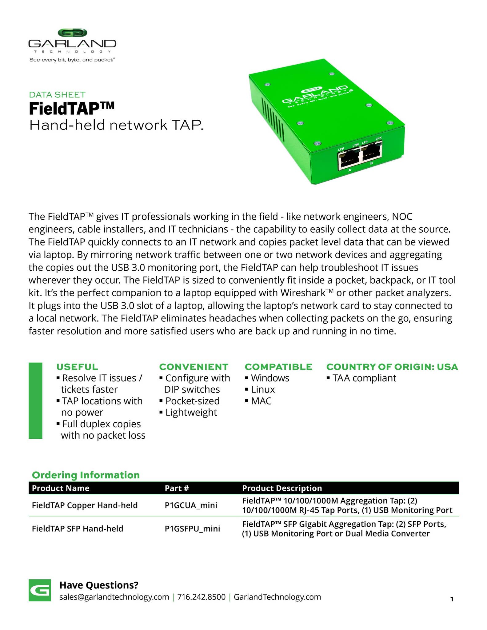 FieldTAP™ Data Sheet by Garland Technology Marketing - Issuu