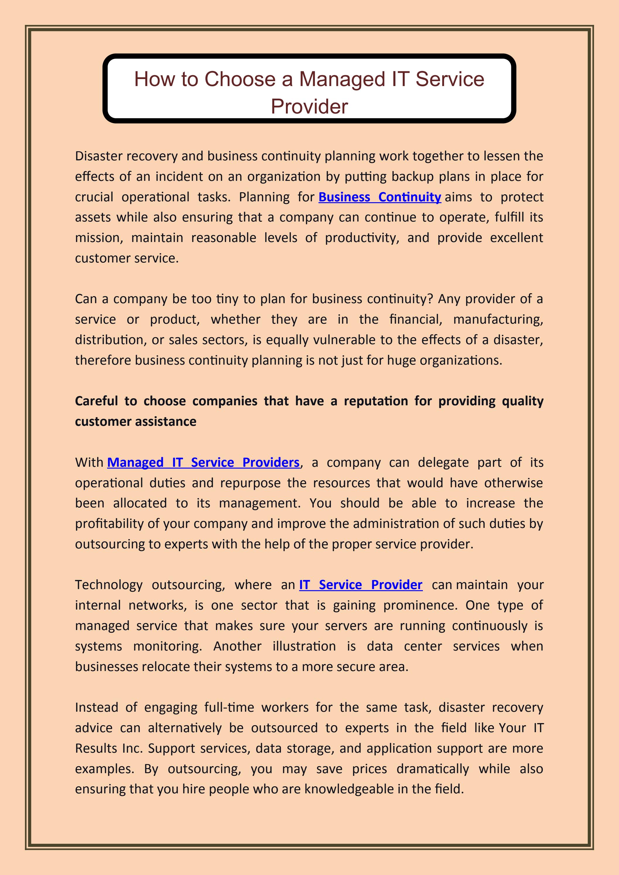 How to Choose a Managed IT Service Provider by Your IT Results Inc. - Issuu