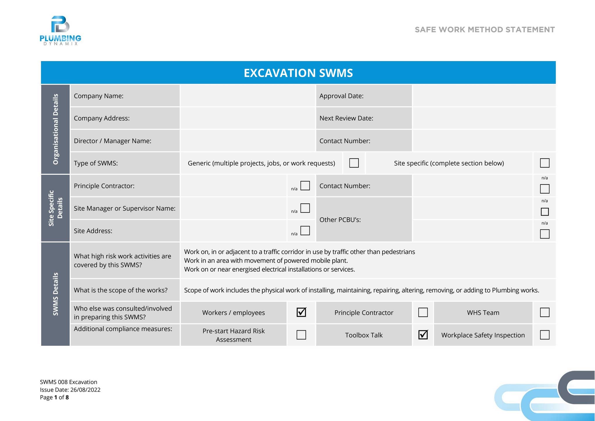 SWMS 008 - Excavation by ihseq - Issuu
