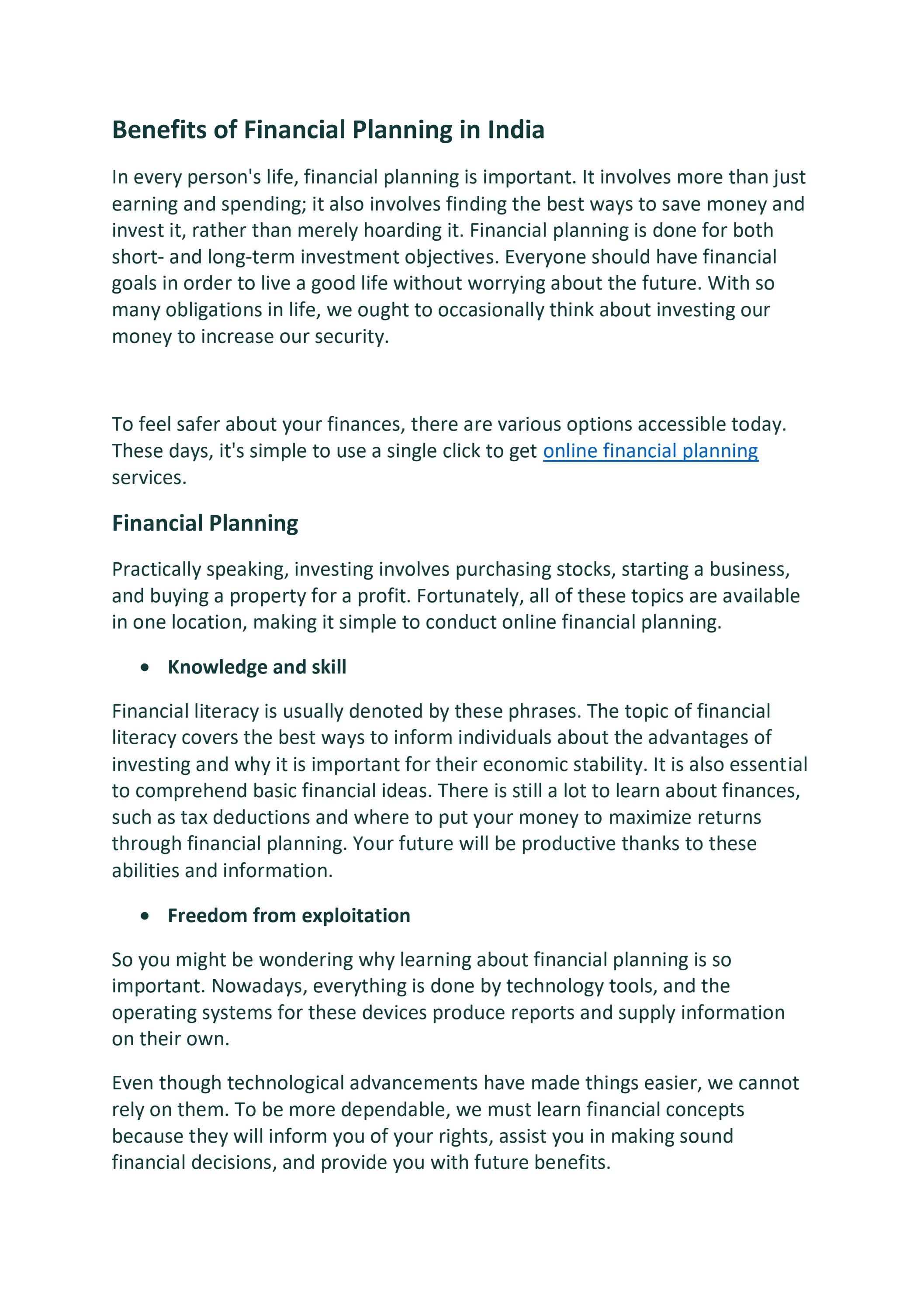 Benefits Of Financial Planning In India By Wcsecurities Issuu