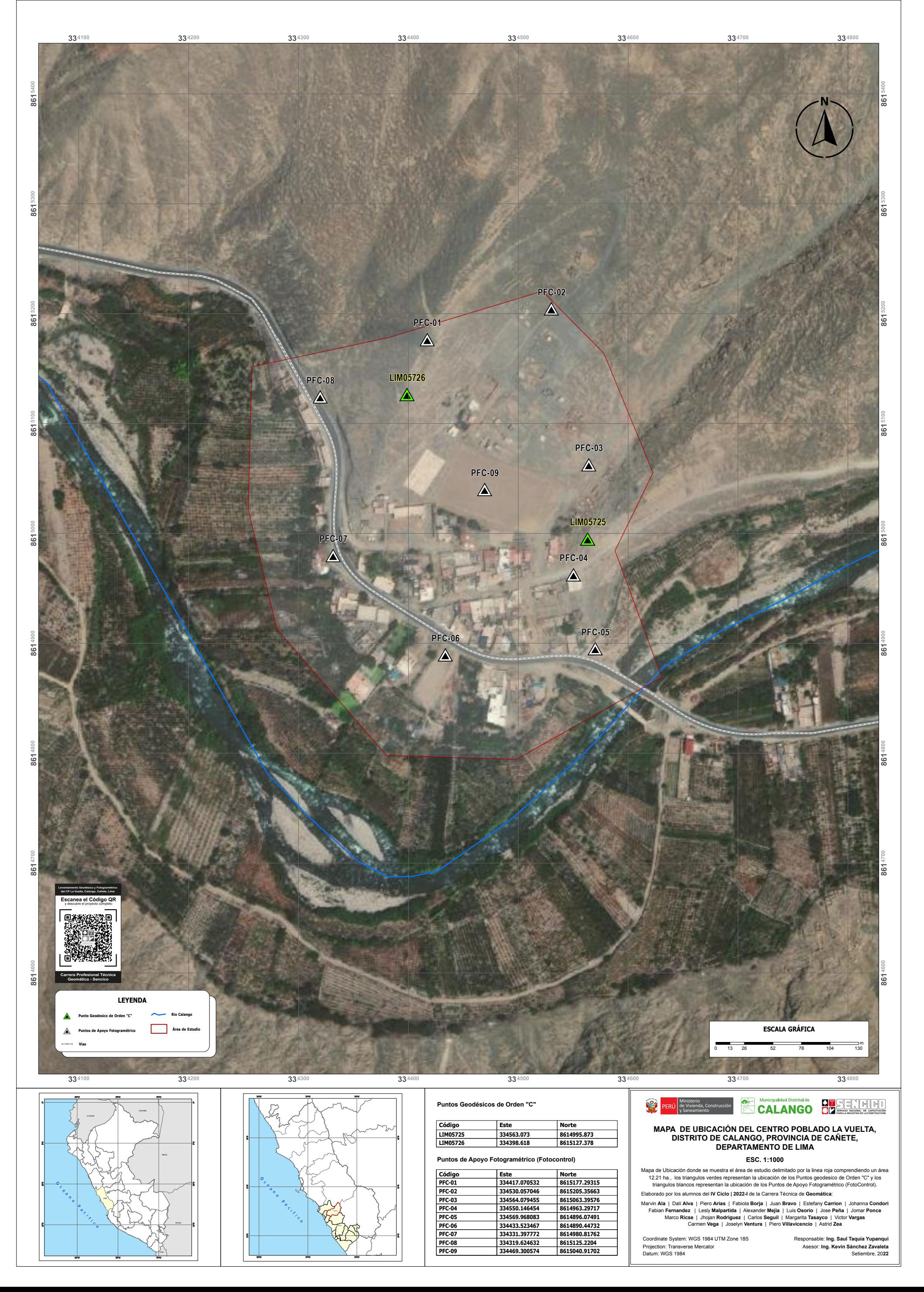 Mapa de Ubicación del CP La Vuelta, Calango, Cañete, Lima | Esc. 1:500 ...
