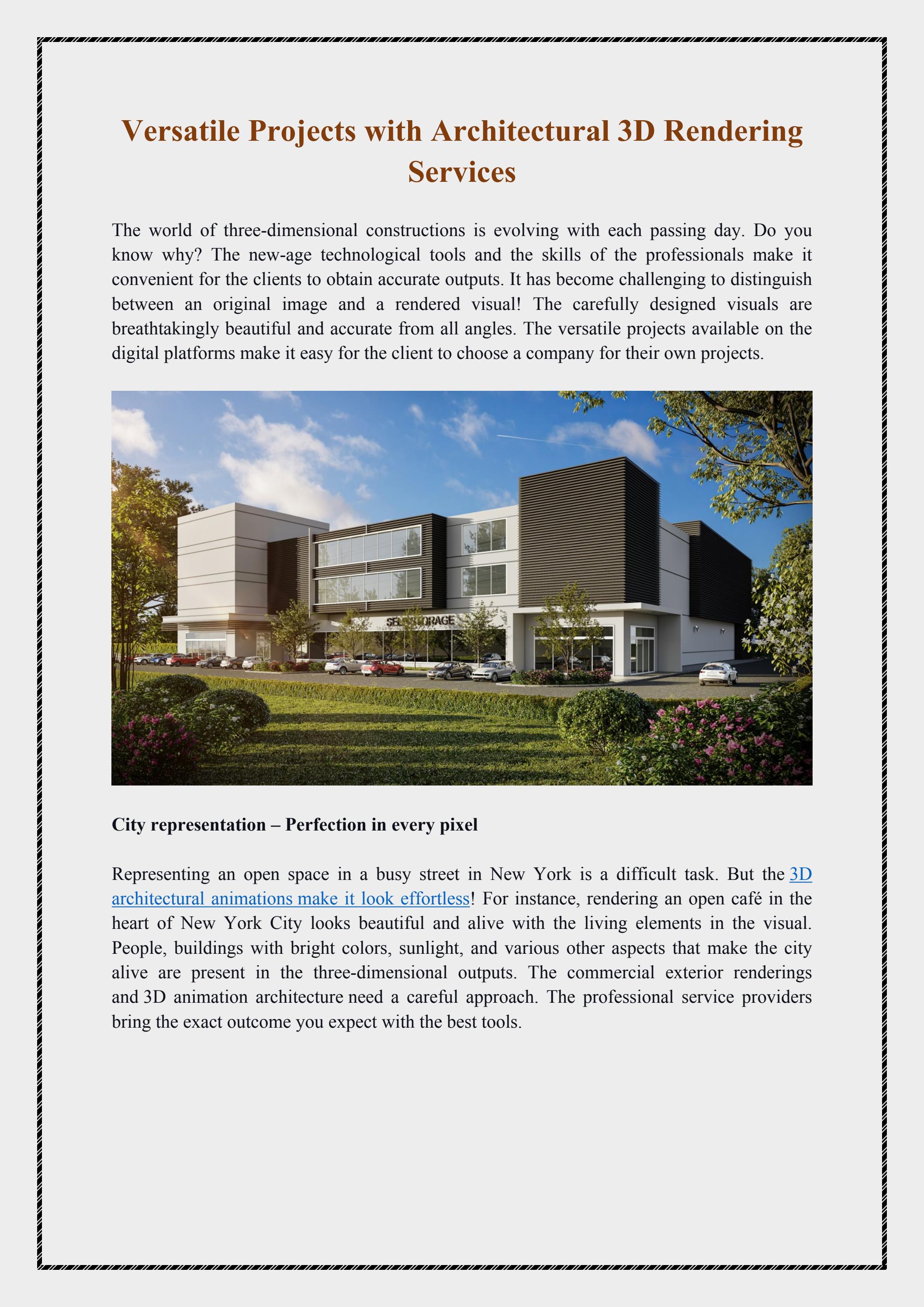 Versatile Projects With Architectural 3d Rendering Services By Panoramcgi Issuu