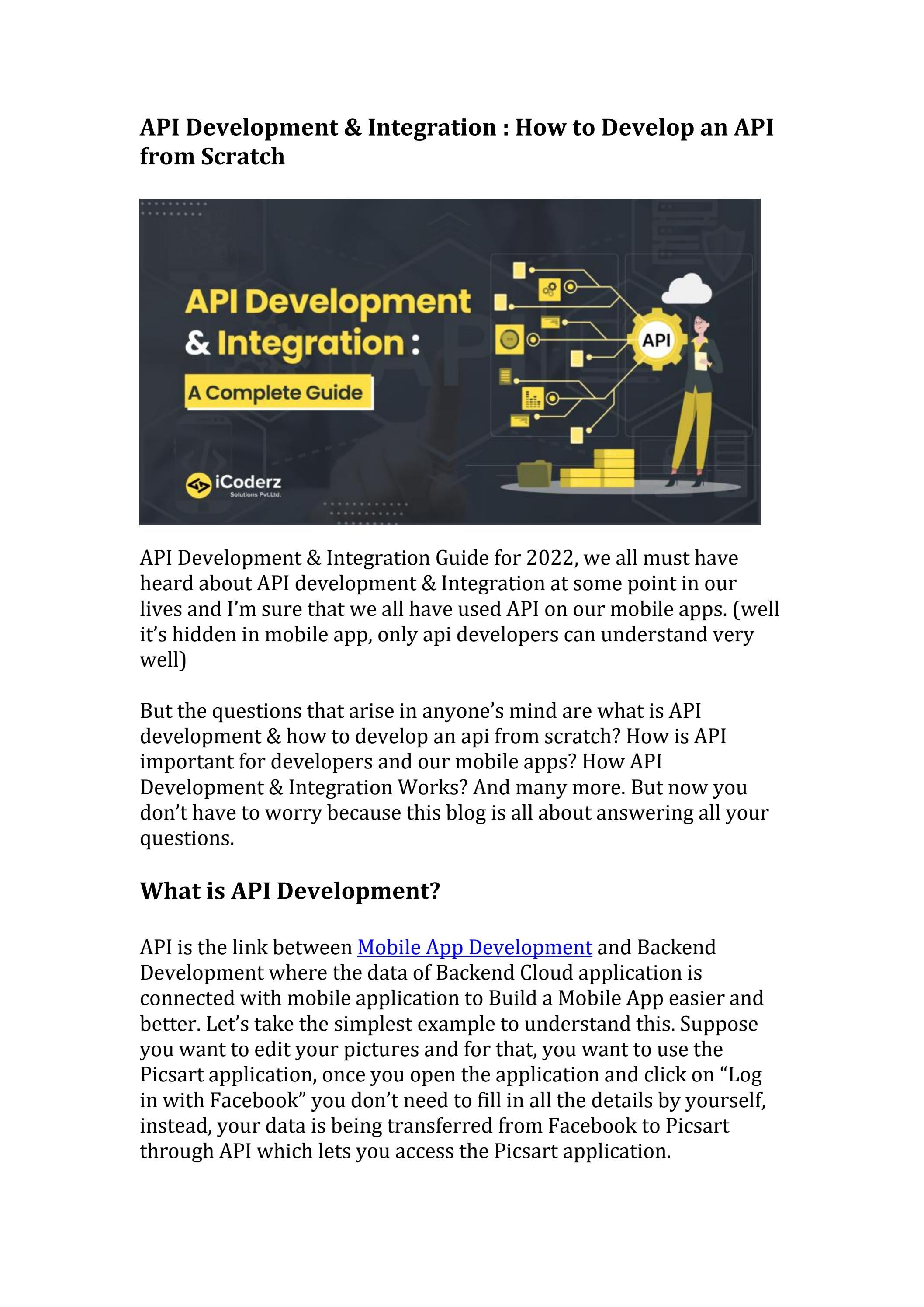 Api Development And Integration How To Develop An Api From Scratch By Icoderz Solutions Issuu
