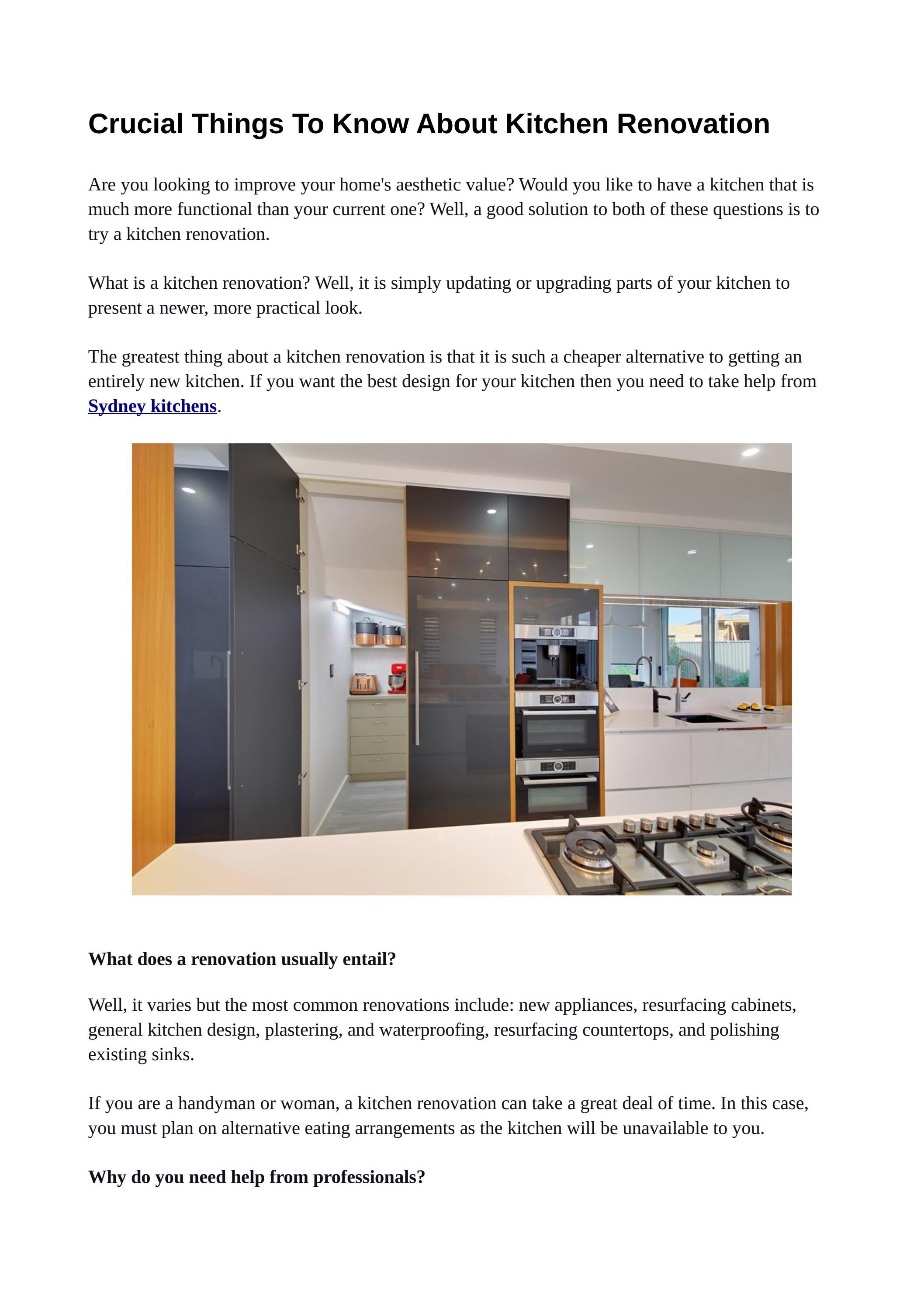 Crucial Things To Know About Kitchen Renovation by Kitchens renovations Sydney - Issuu