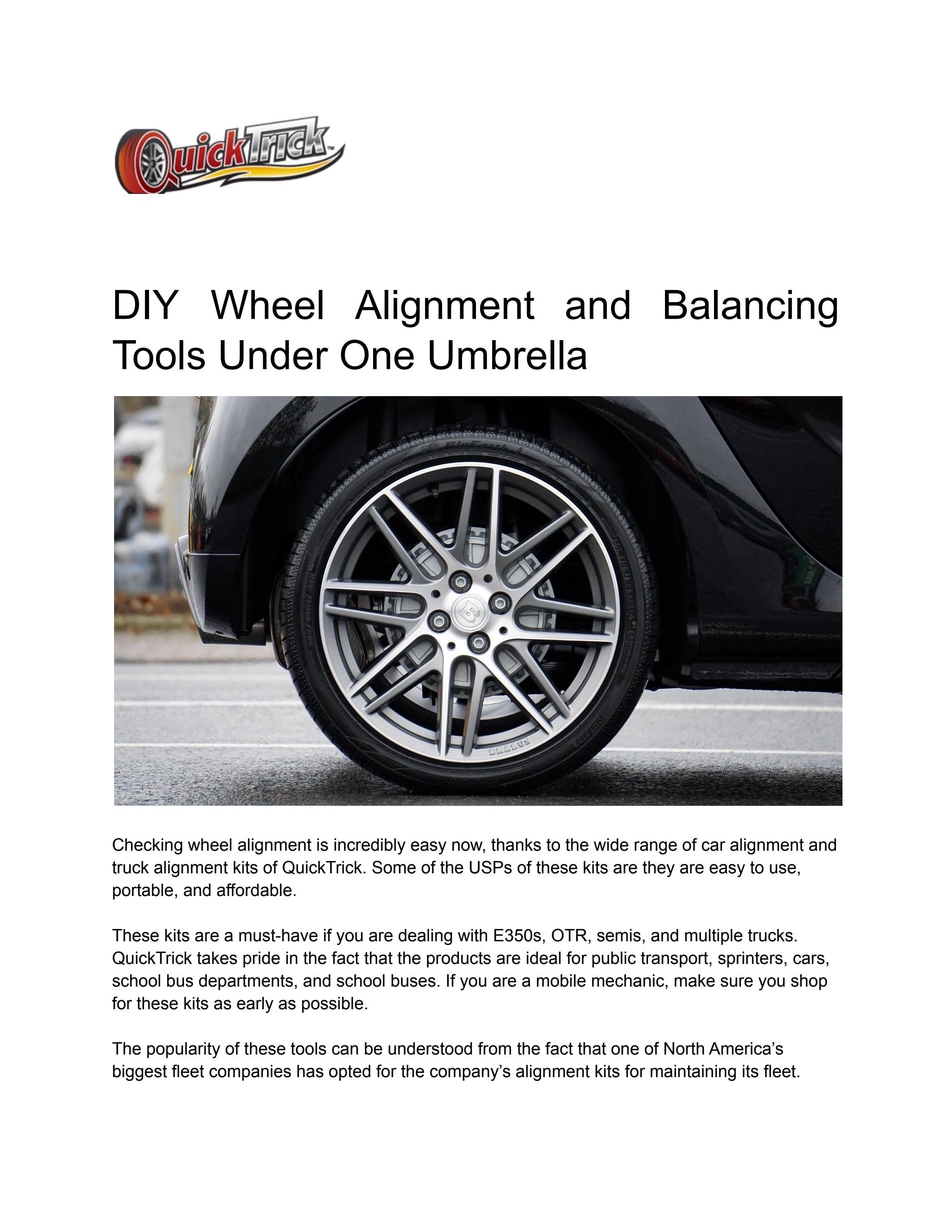DIY Wheel Alignment and Balancing Tools Under One Umbrella by ...
