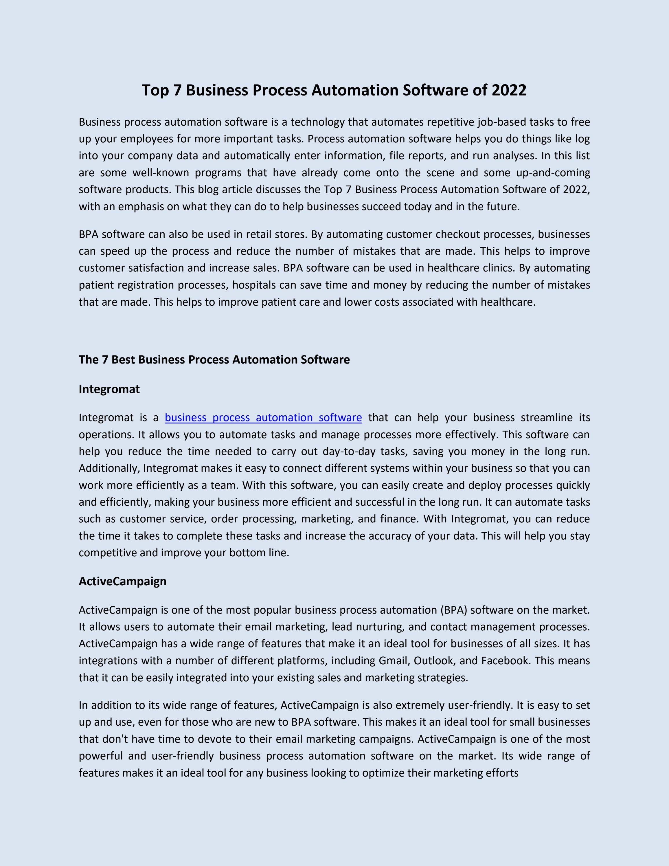 Top 7 Business Process Automation Software of 2022 by Vertexplus ...