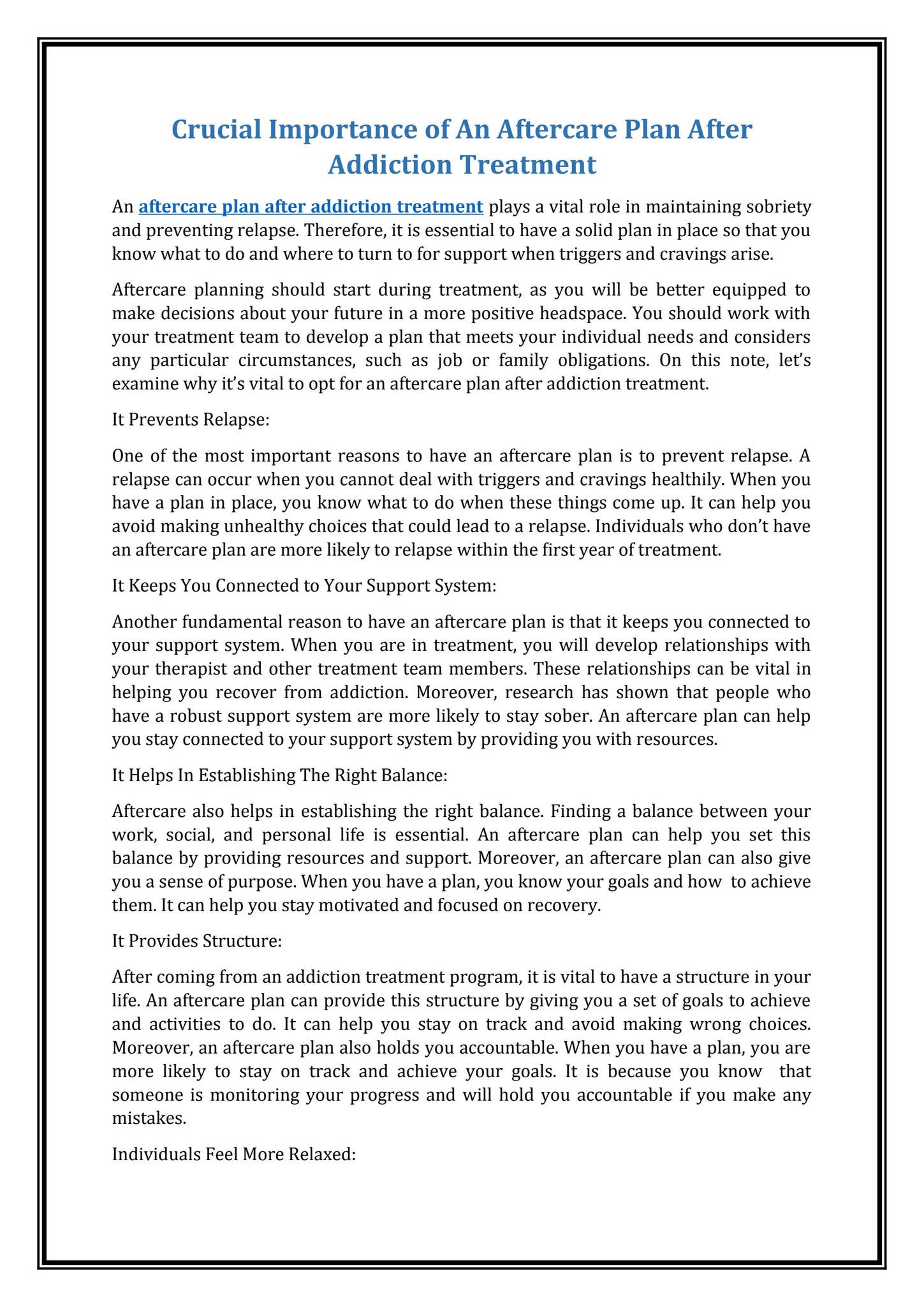 Crucial Importance Of An Aftercare Plan After Addiction Treatment by ...